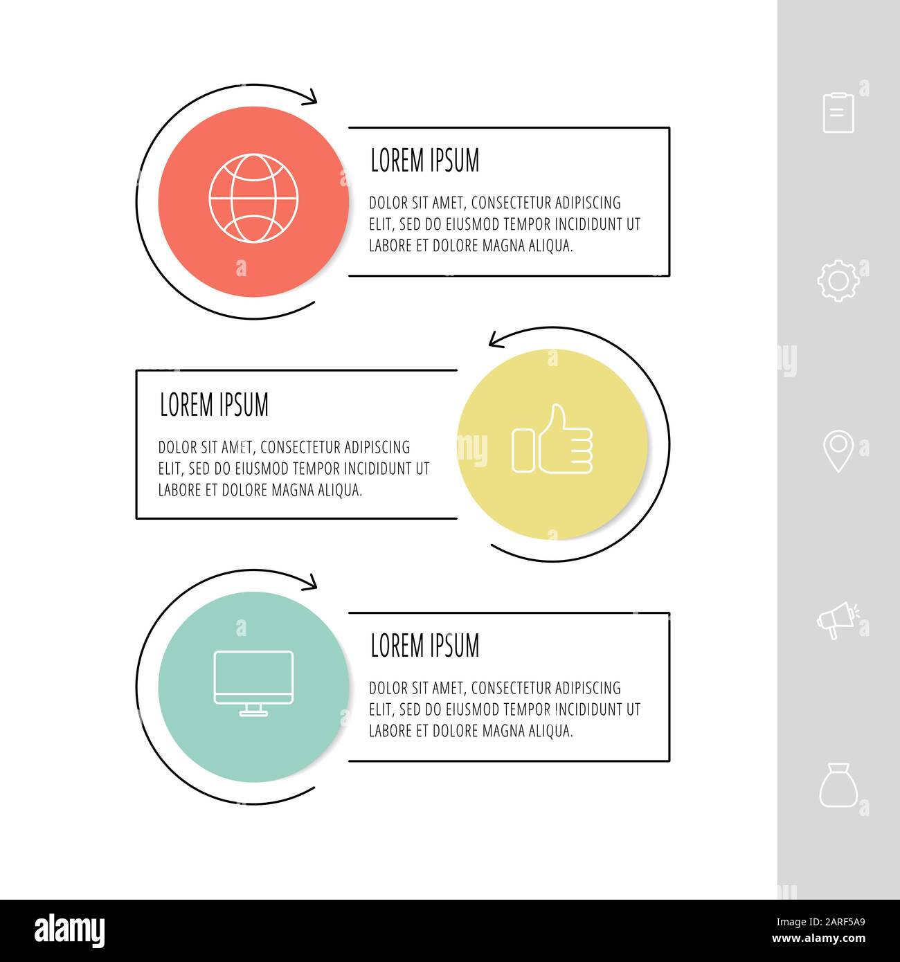 Vector flat template circle infographics. Business concept with 3 ...