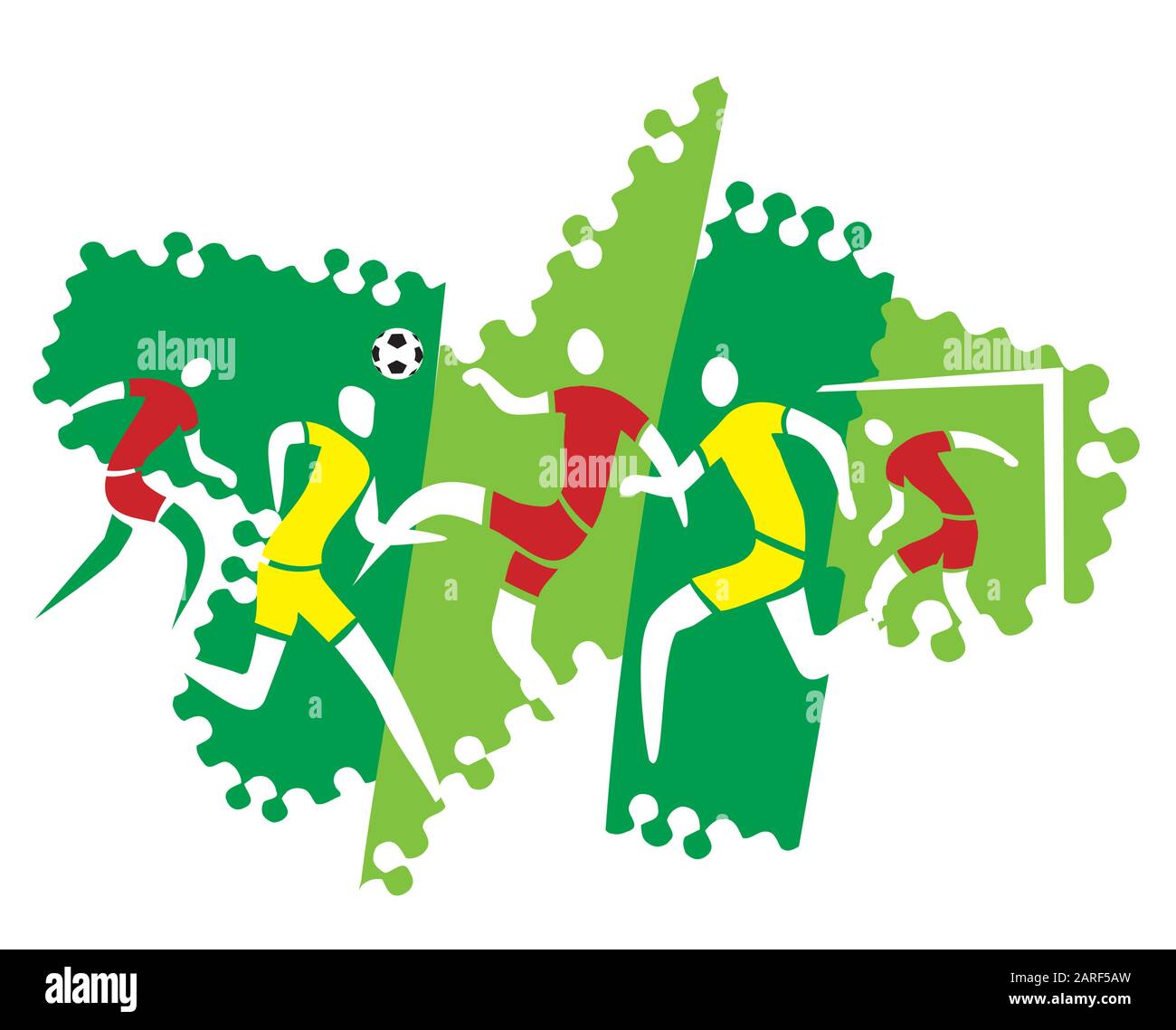 Soccer players on the grunge background.Five soccer players in action ...