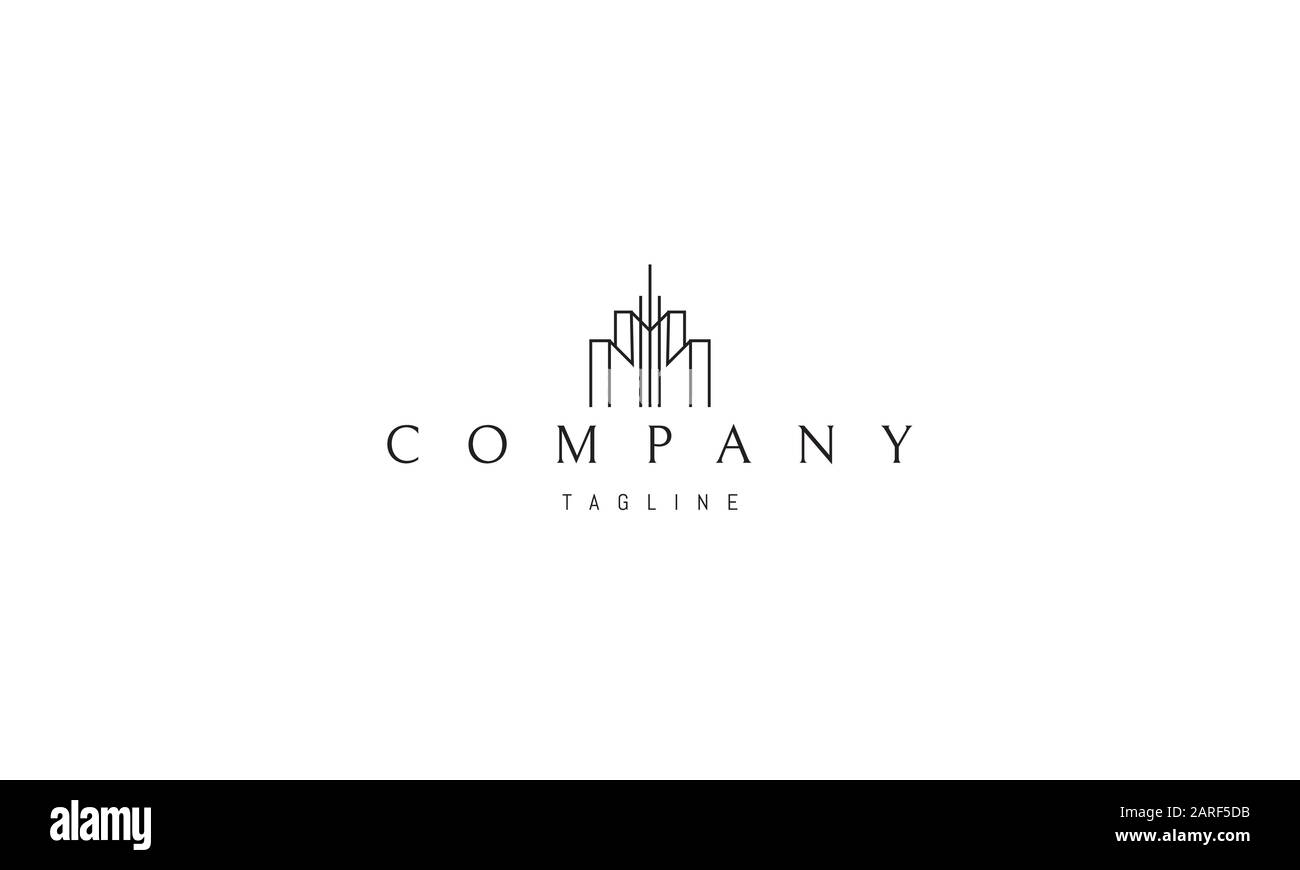 Vector black logo on which an abstract image of a skyscraper in the ...