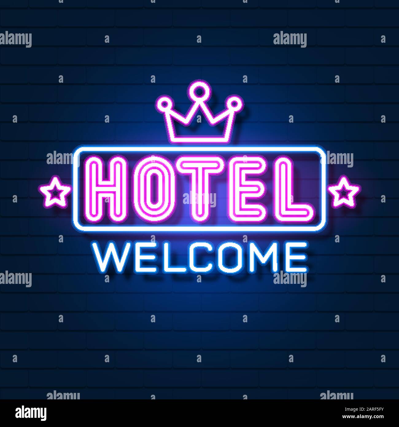Realistic Neon Hotel Inscription. Glowing Font. Vector Stock Vector ...