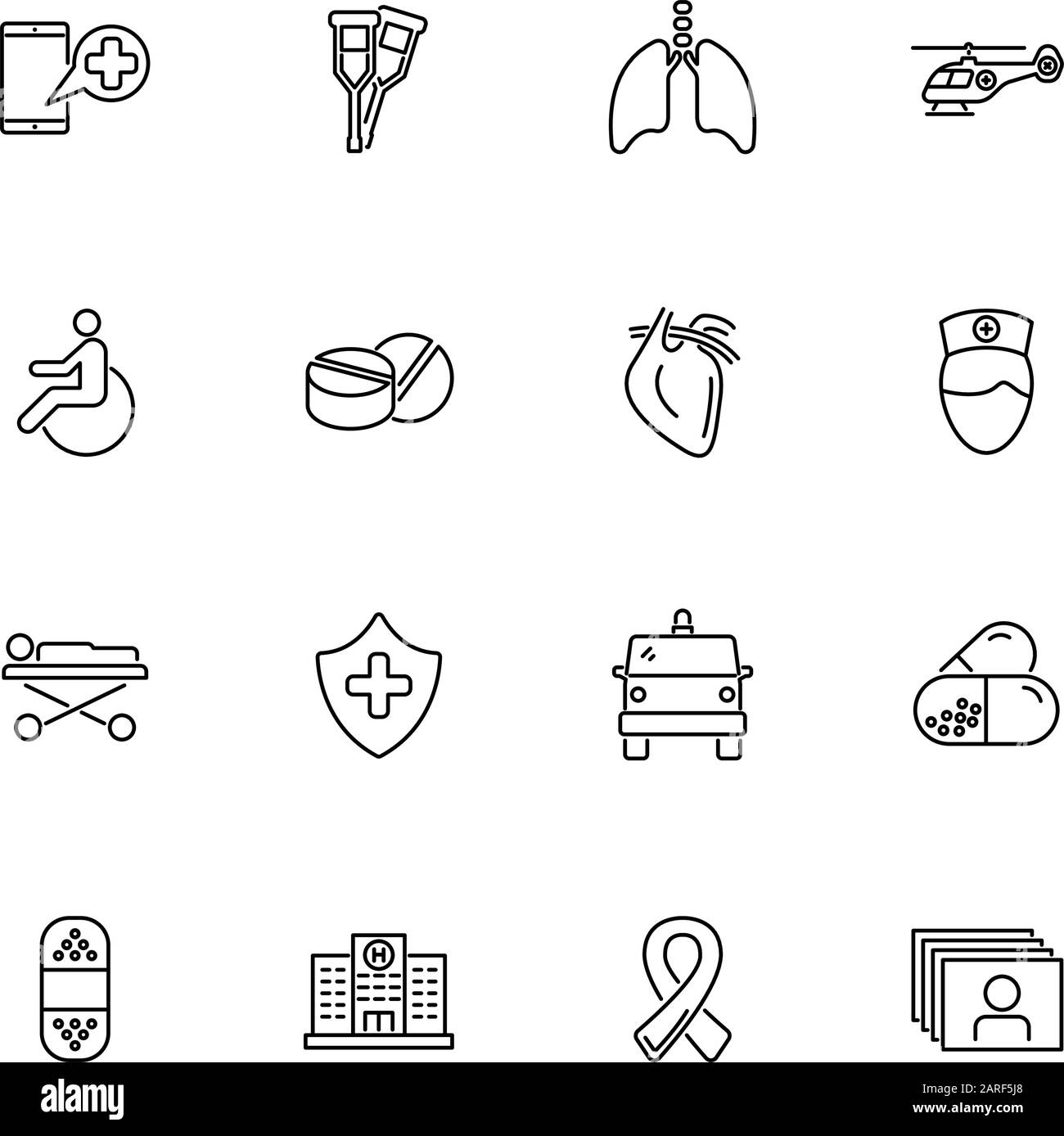 Medical Transportation, Aid outline icons set - Black symbol on white ...
