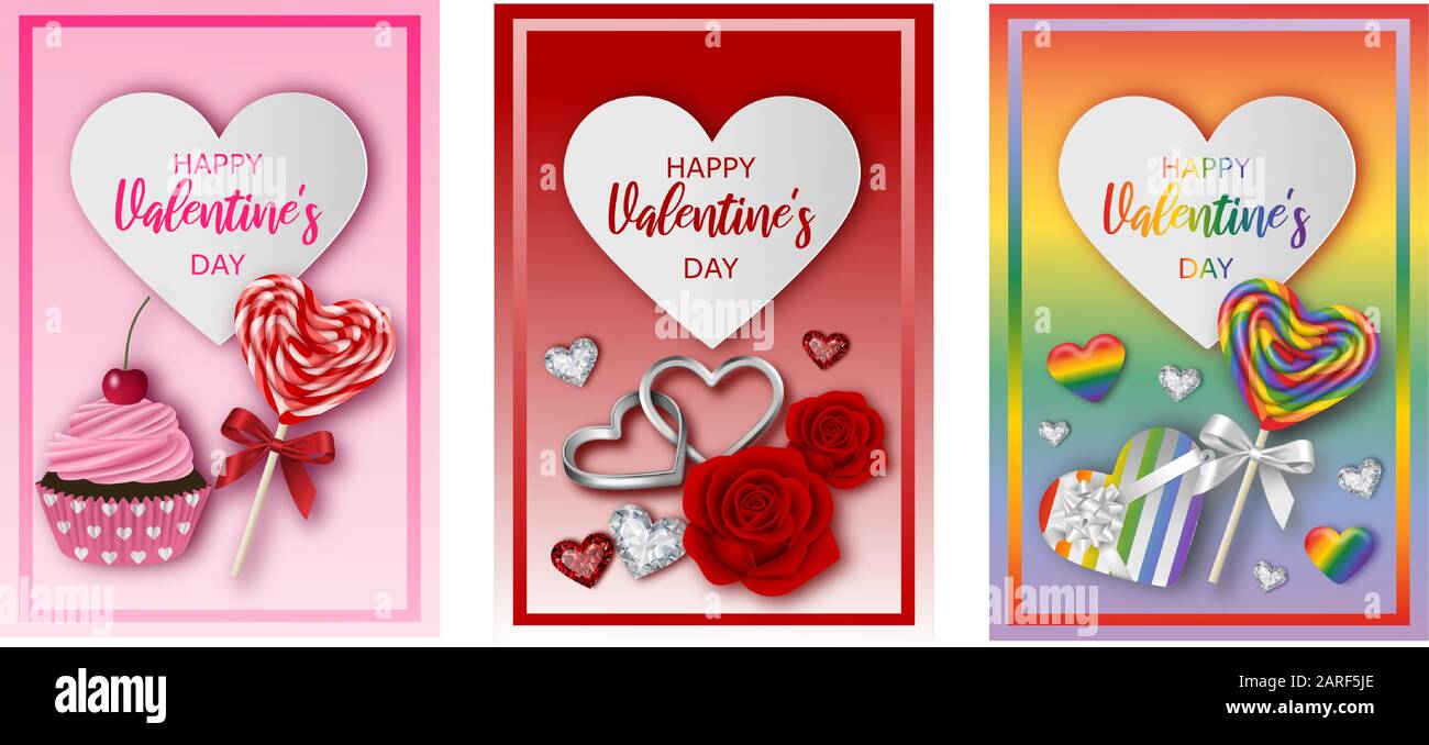 set valentine's day greeting cards or posters Stock Vector Image & Art ...