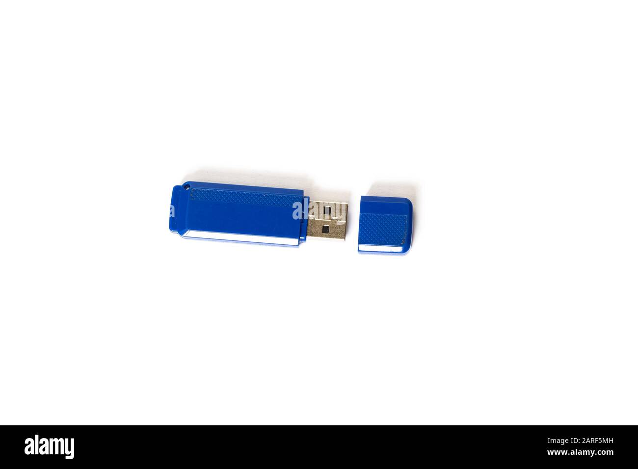 Blue usb flash drive isolated on white background Stock Photo - Alamy