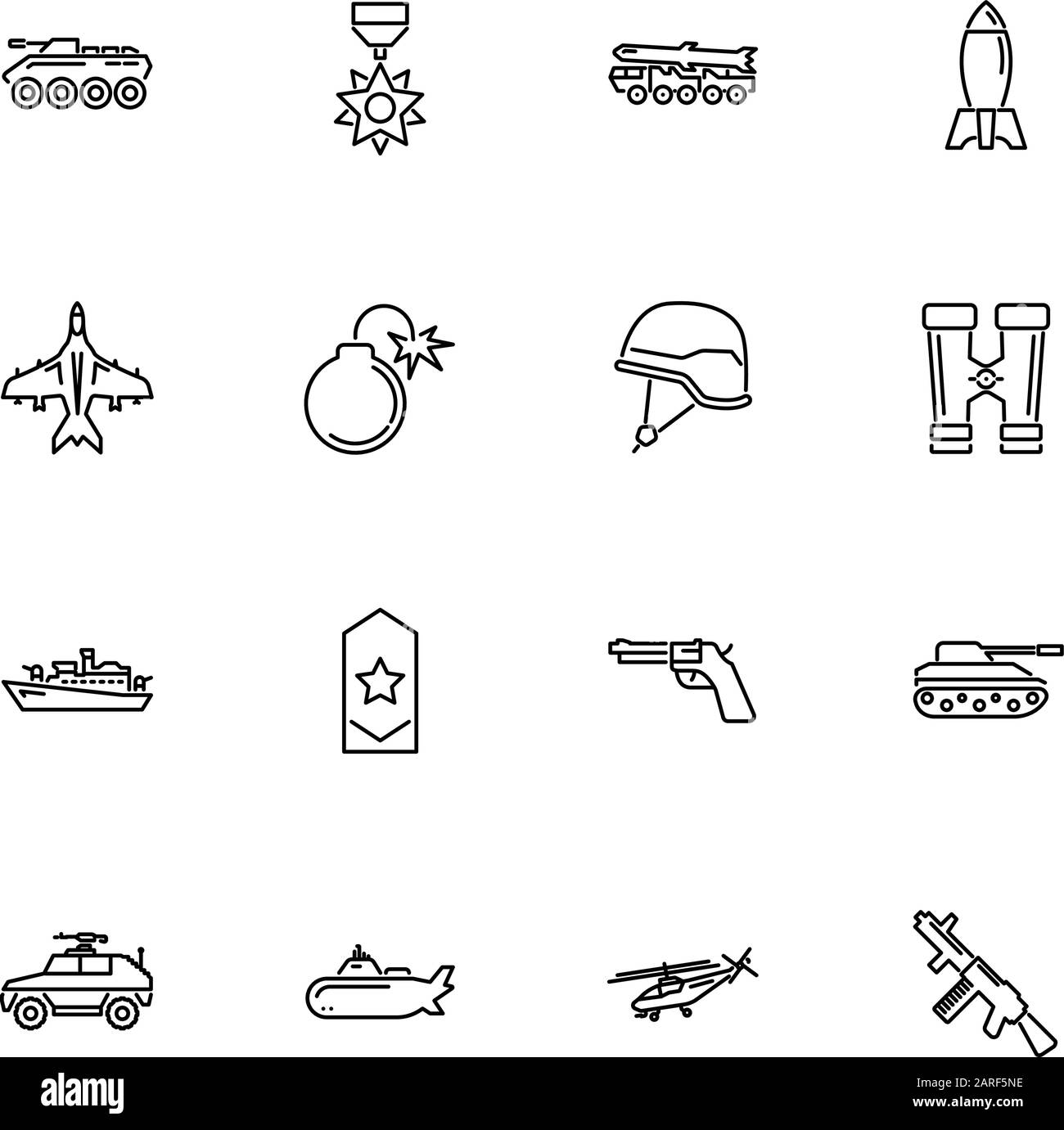 Military, War, Army Battle outline icons set - Black symbol on white ...