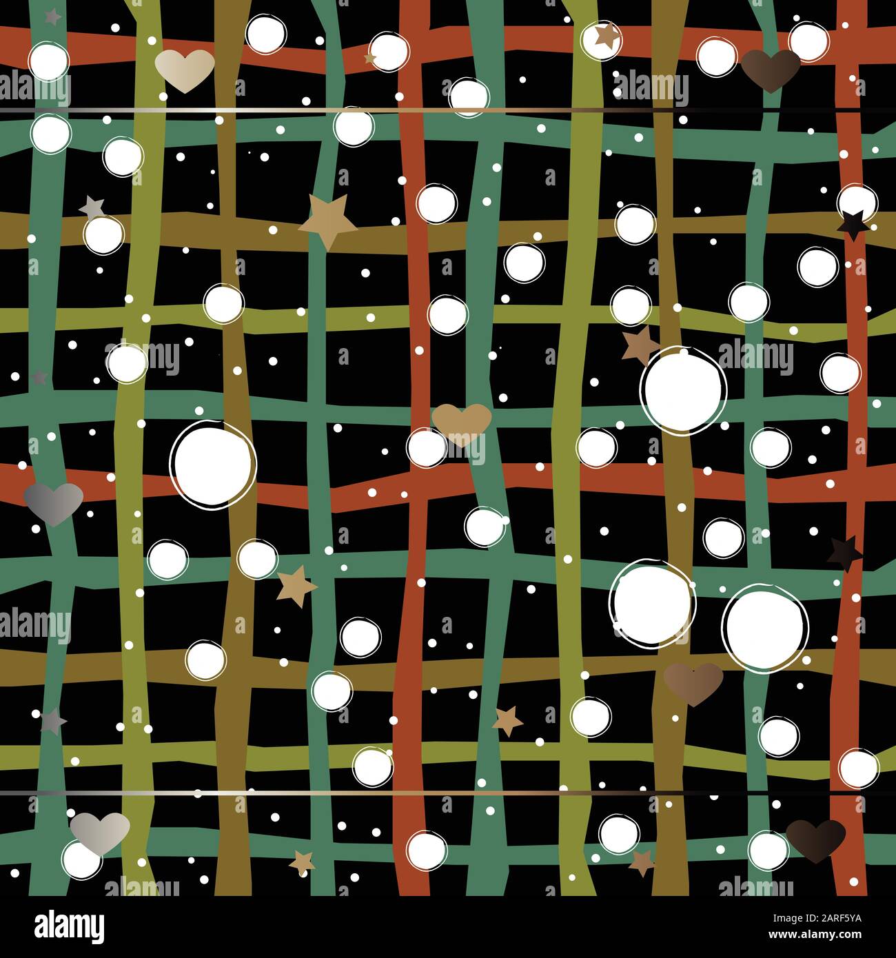 Cute Winter Pattern With Golden Lines, stars and snowflakes. Vector ...