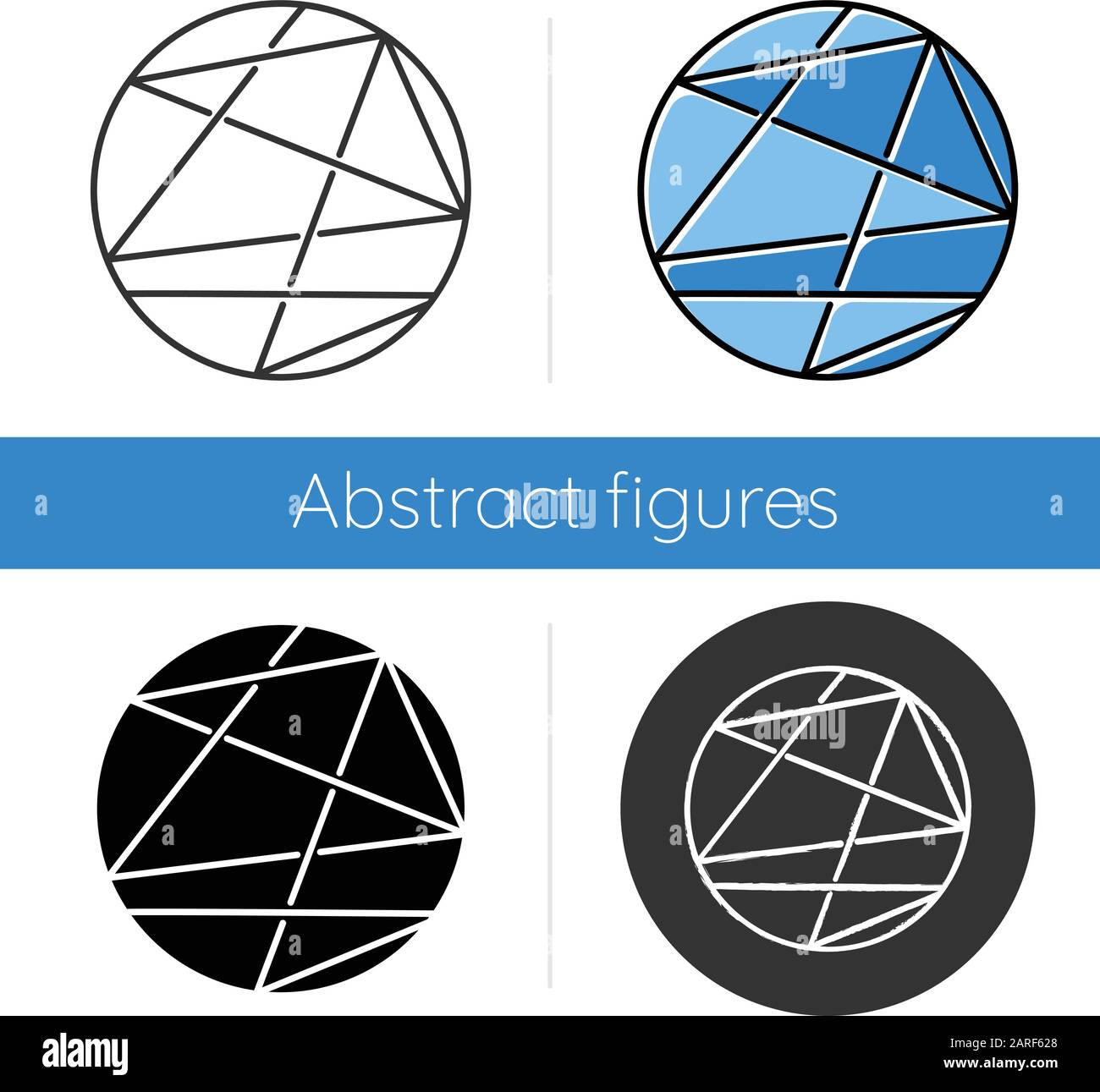 Round figure icon. Circle crossed with lines. Lines enclosed in sphere ...