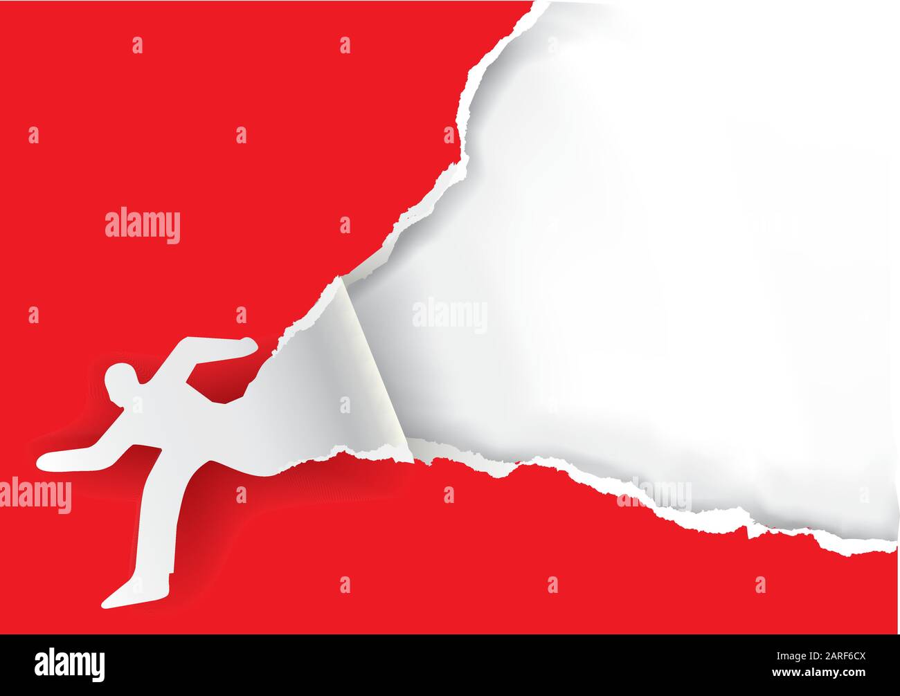 Running Man Ripping Paper background. Paper silhouette of running man ...