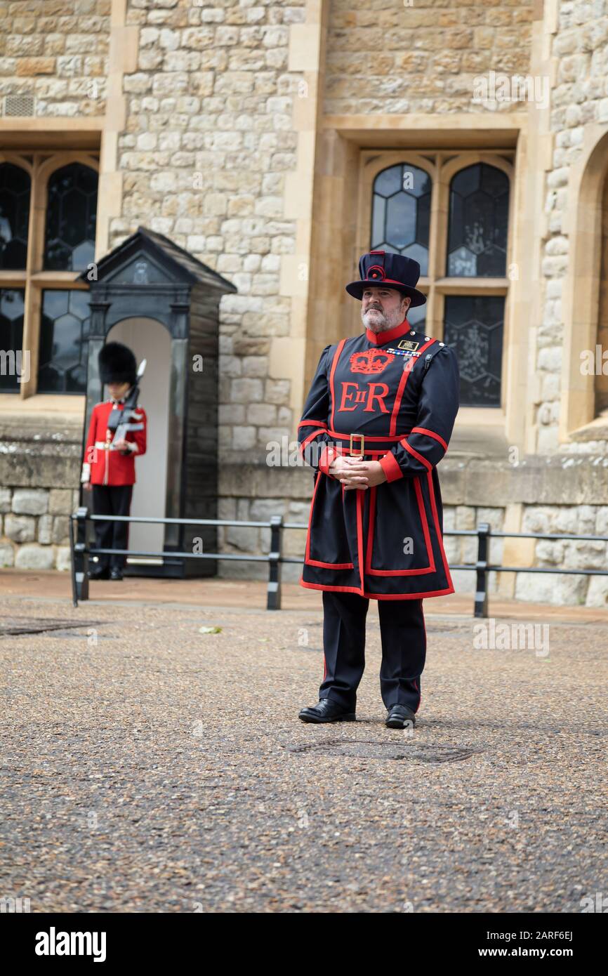 London, UK - 7 June 2017: A Beefeater, or Yeoman Warder of the Tower of ...