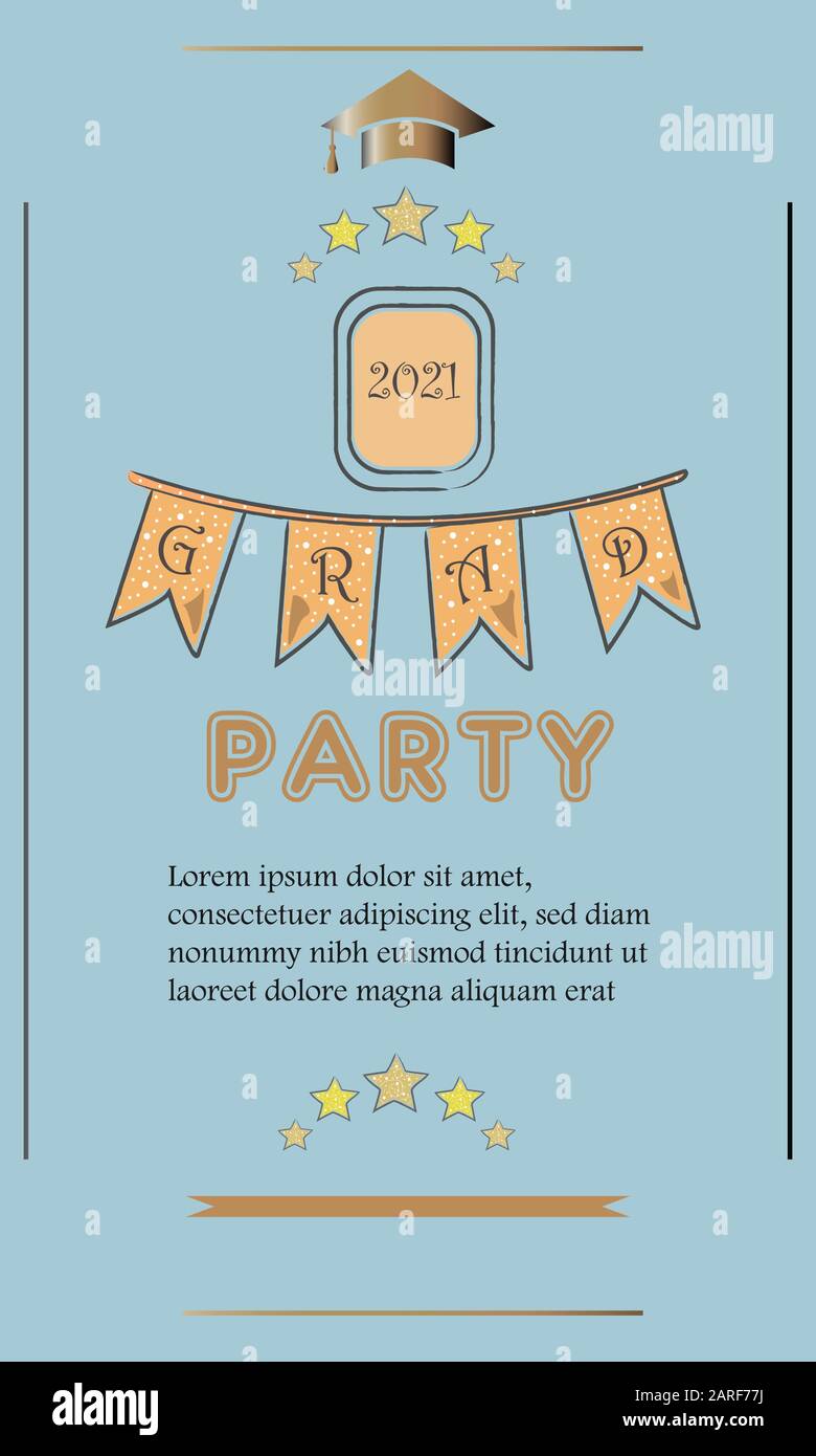 Graduation Ceremony Ananouncement with golden text. Vector Illustration ...