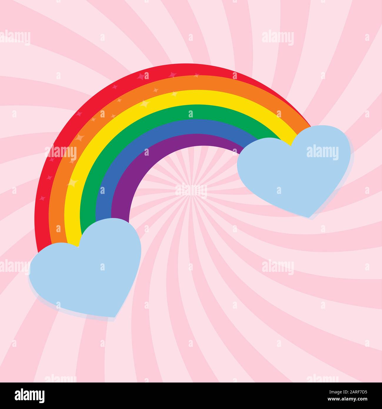 Bright cartoon rainbow sticker with hearts Stock Vector Image & Art - Alamy