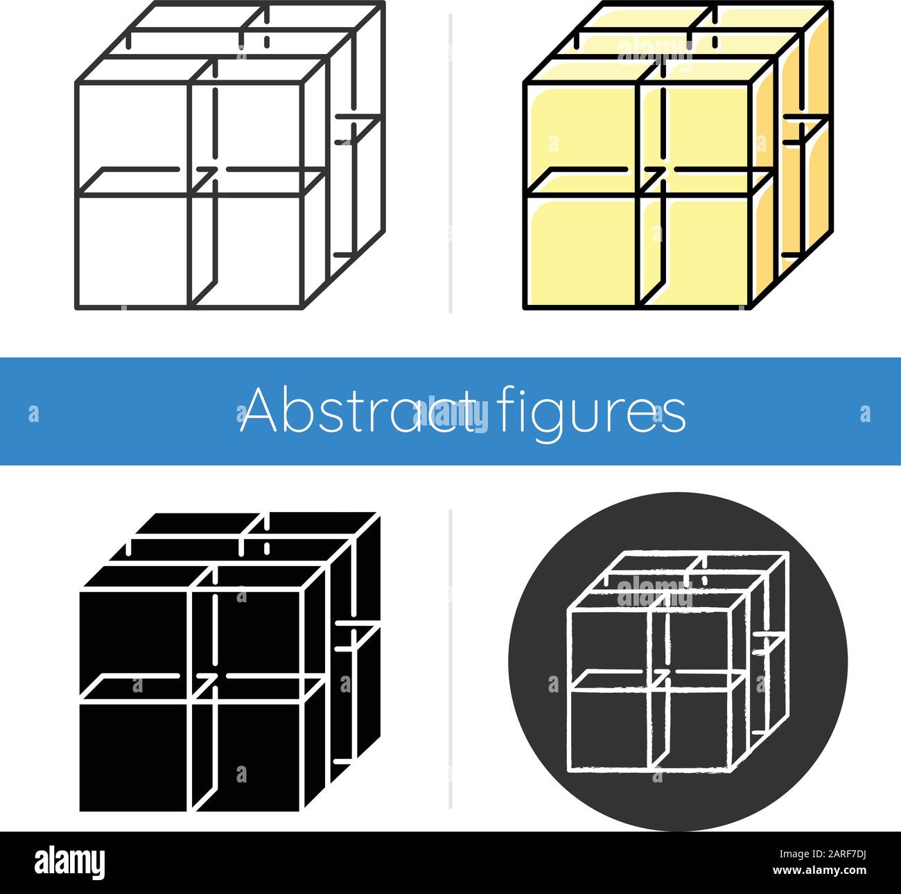 Cube icon. Geometric gridded figure. Graphic abstract shape ...