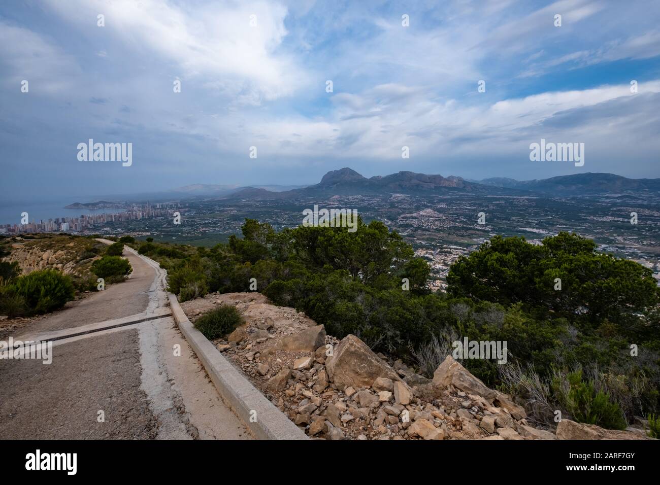 Benidorm skyline as seen from Sierra helada mountain top Stock Photo ...