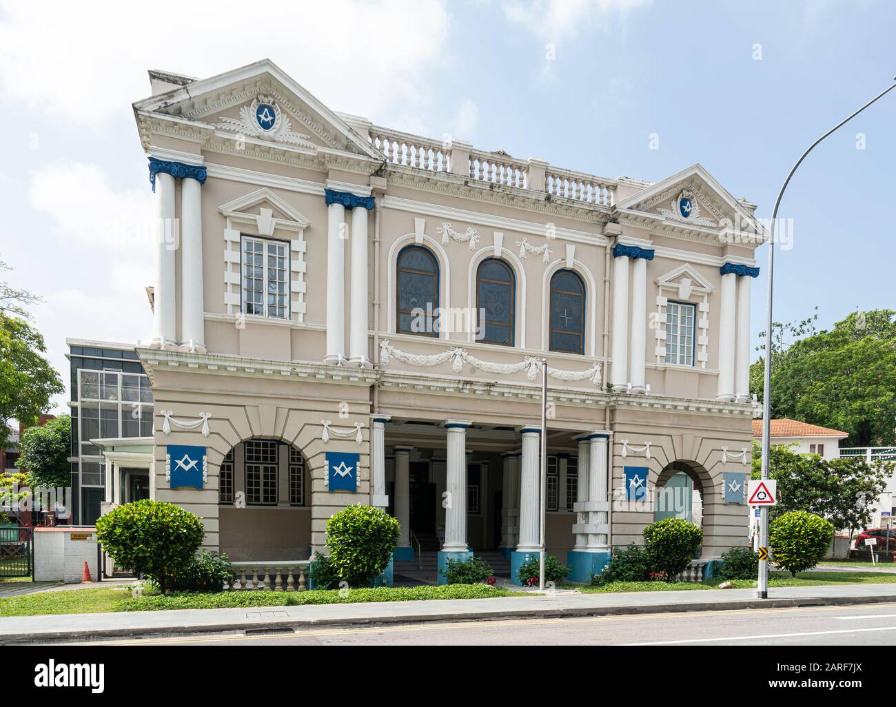 Singapore. January 2020. An external view of Freemasons' Hall, the ...