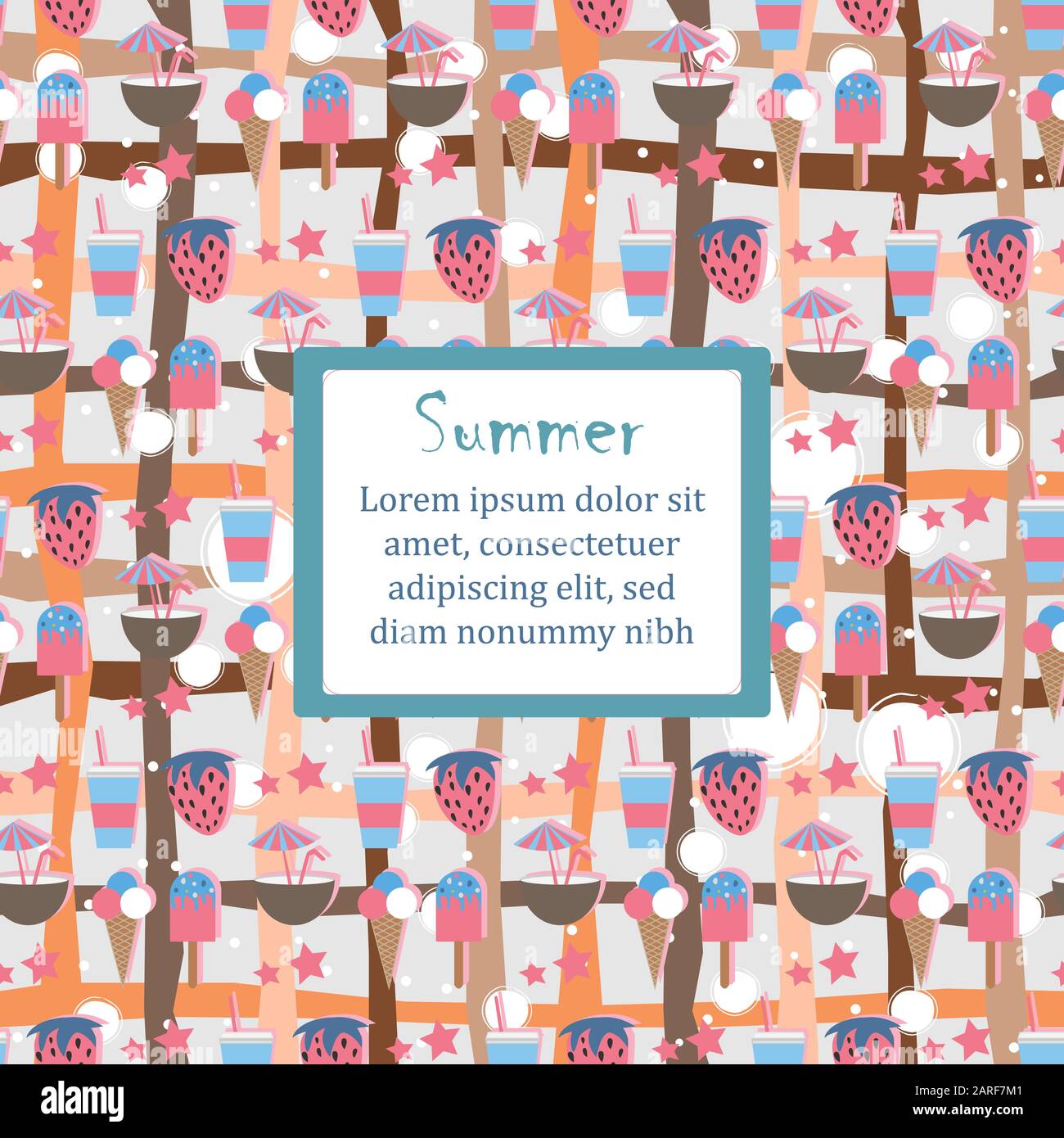 Cute Summer Pattern with Text and summer elements like watermelon ...
