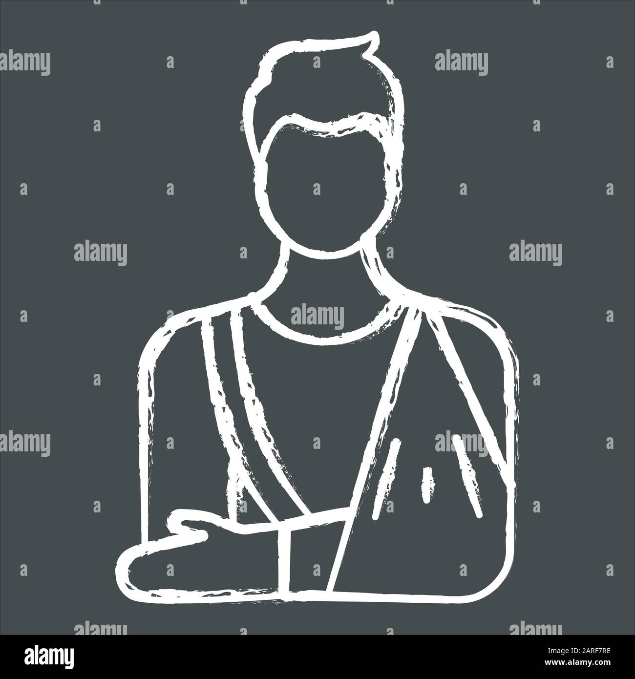 Orthopedic cast chalk icon. Fractured bone. Male patient with broken ...