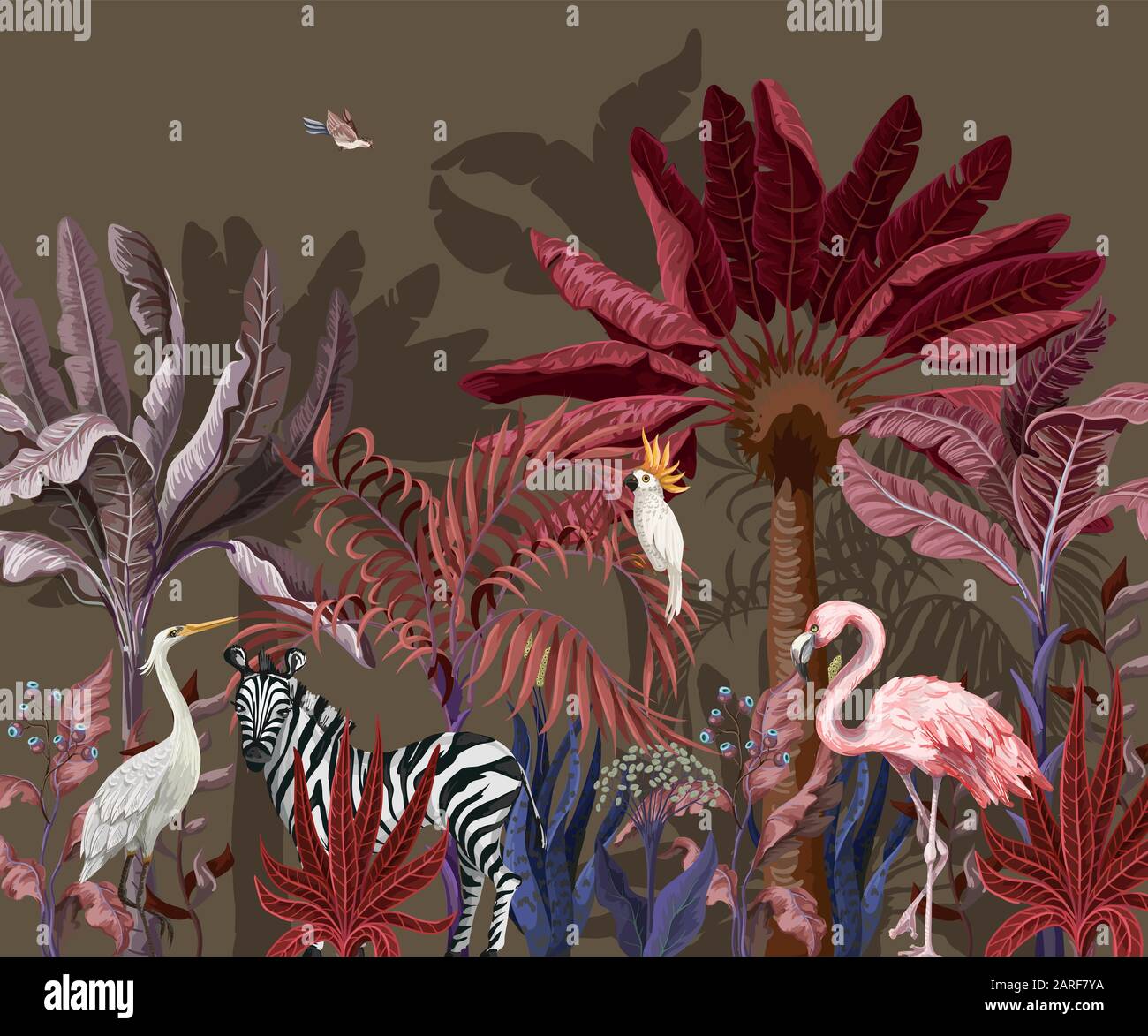 Border with tropical animals in jungle. Vector Stock Vector Image & Art ...