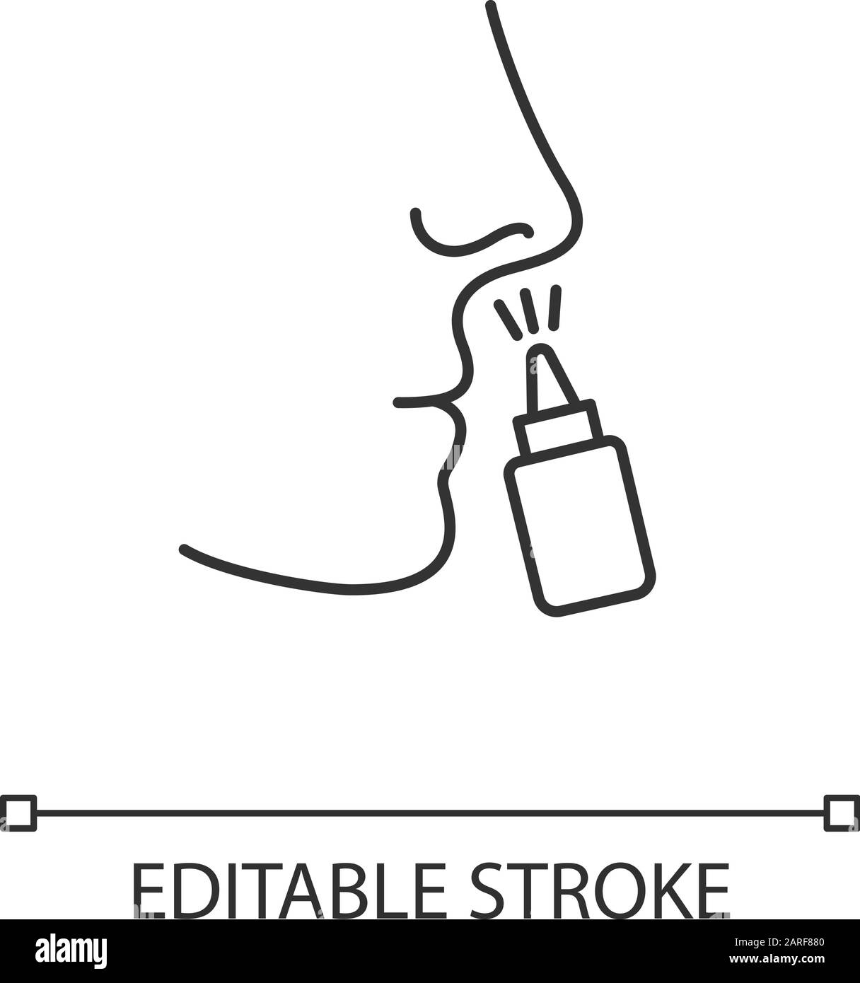 Drip nose linear icon. Nasal disease. Common cold. Medication. Disease ...