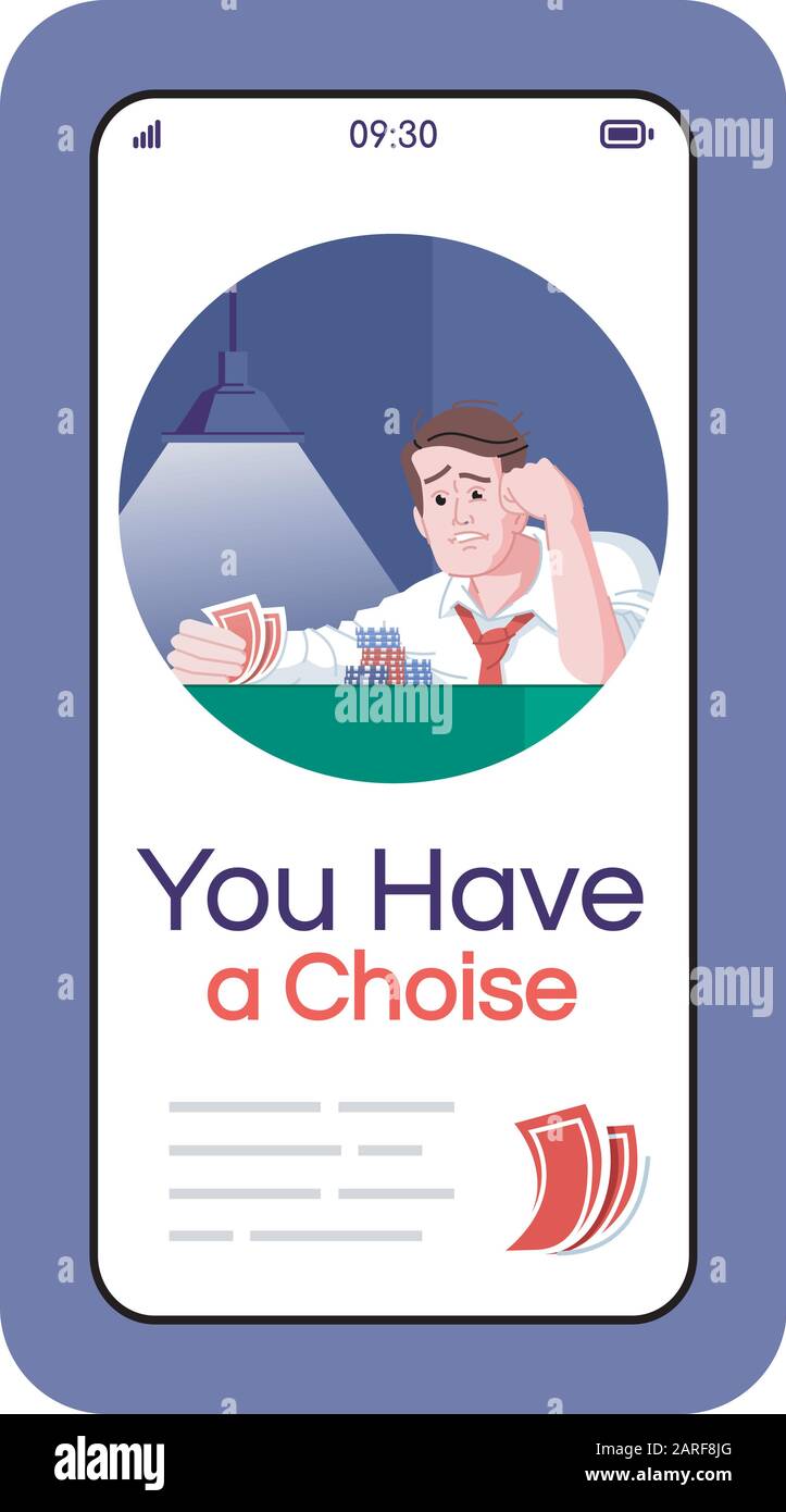 Gambling addiction social media post smartphone app screen. Mobile ...