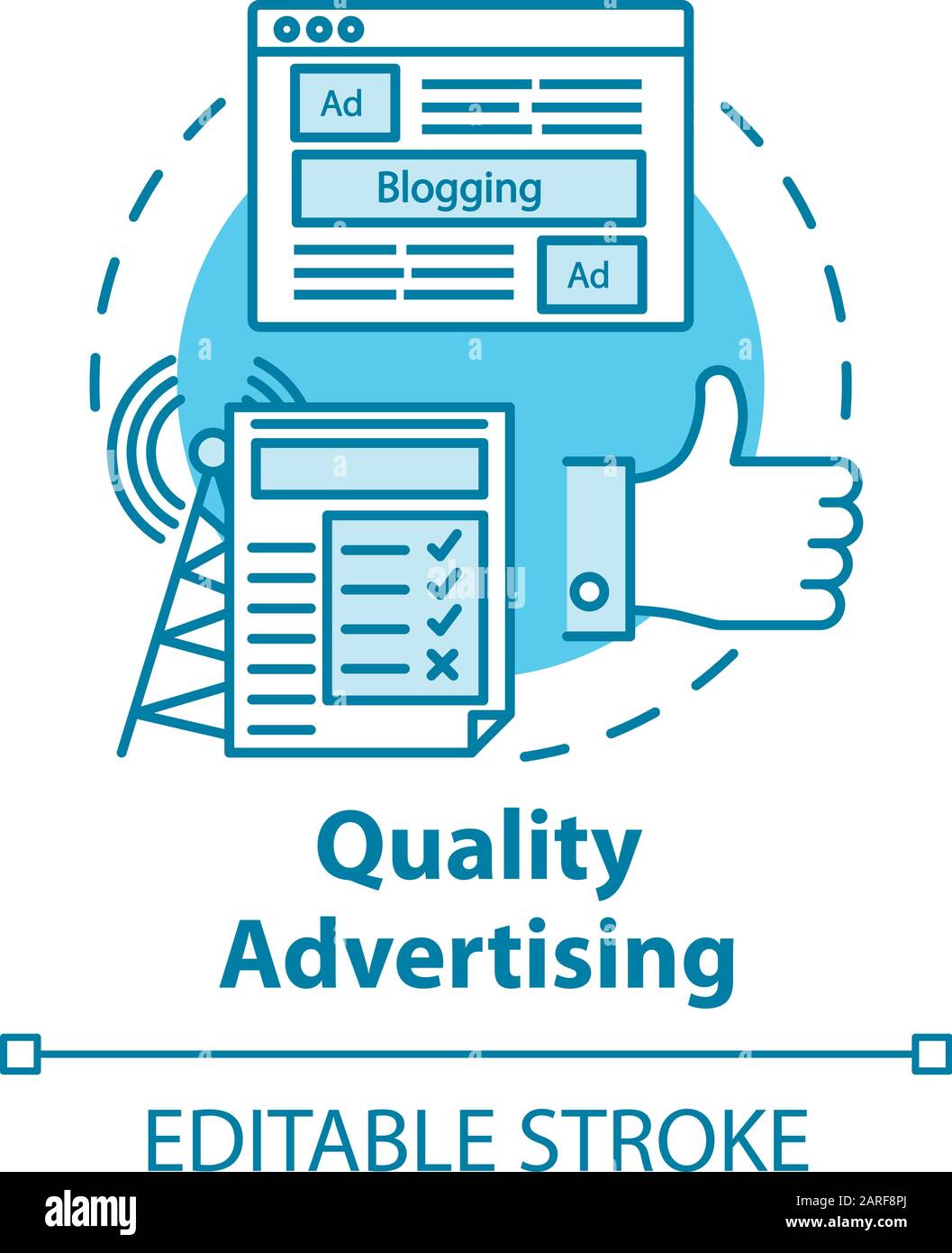 Quality advertising concept icon. Commercial promotion. Successful ...