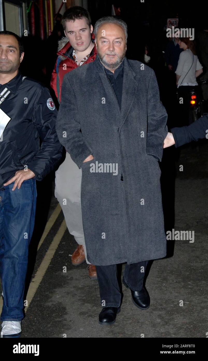 British politician George Galloway joins protestors at the Oxford Union ...