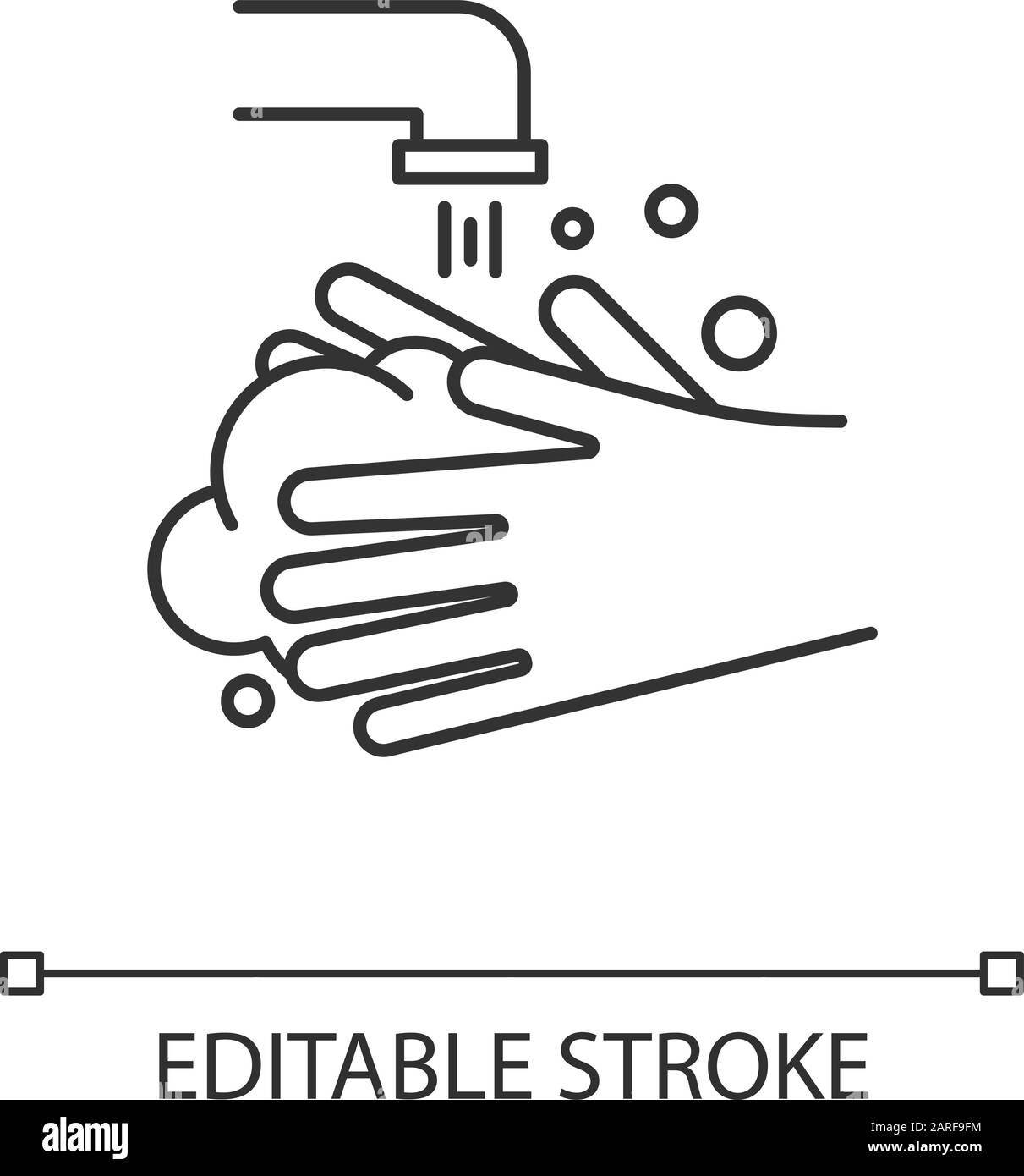 Rinse hands linear icon. Hygiene, healthcare. Common cold precaution ...