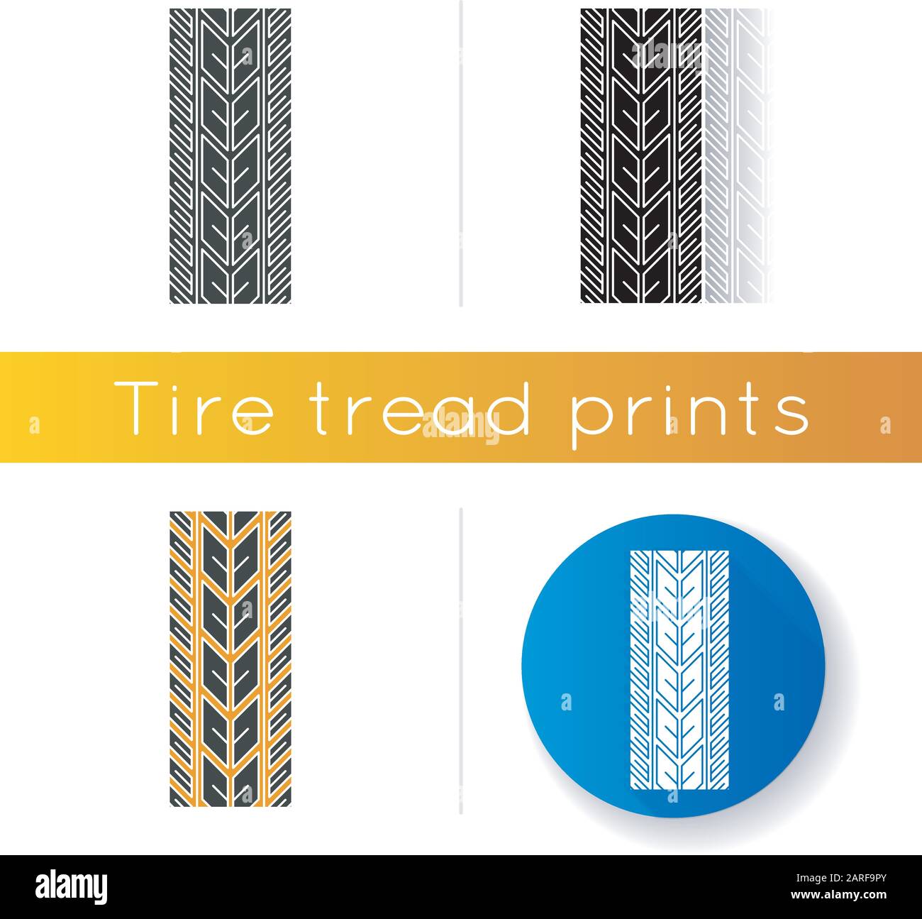 Track marks icon. Detailed automobile, motorcycle street tyre traces ...