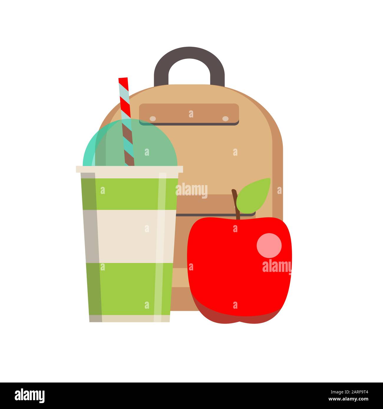 School lunch box. Kids school lunches icons in flat style Stock Vector ...