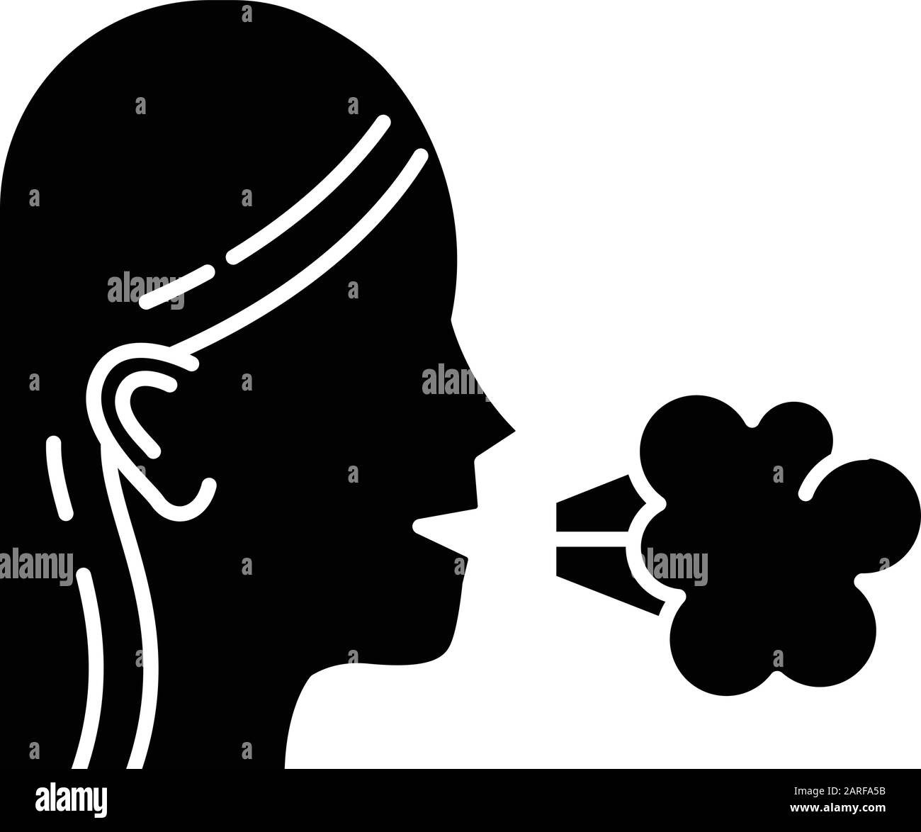 Girl cough glyph icon. Common cold. Flu symptom. Grippe illness ...