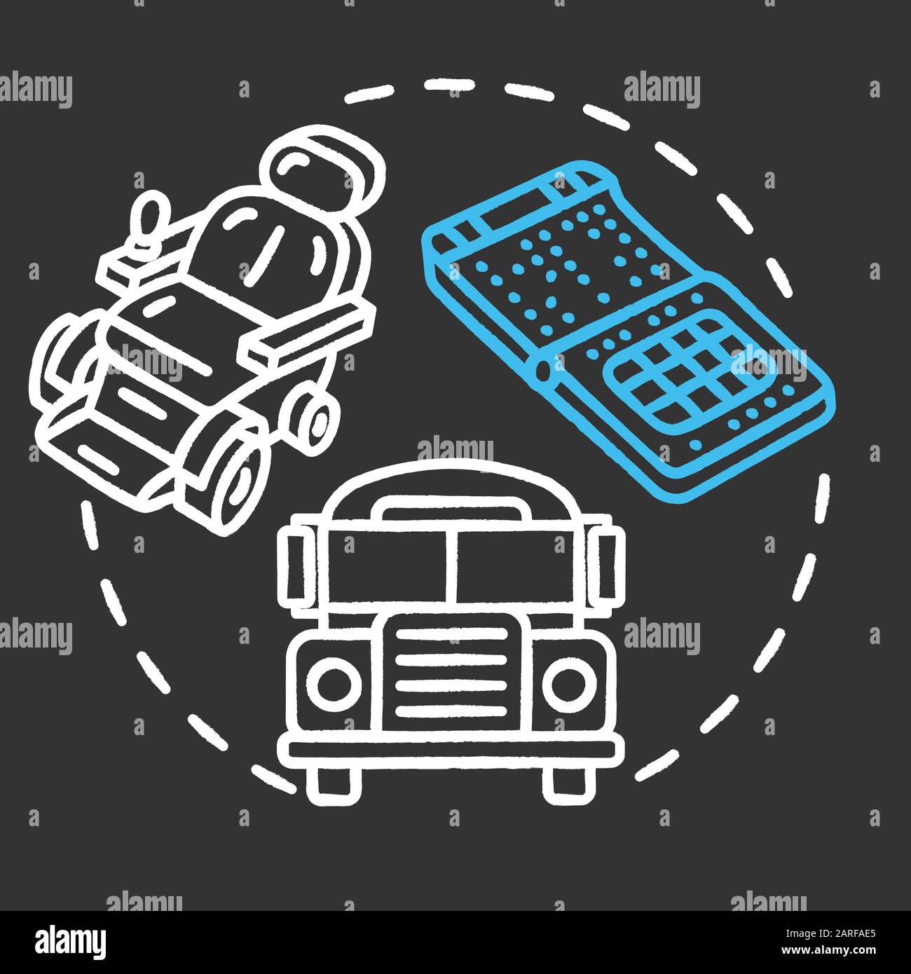 Independent mobility chalk RGB color concept icon. Transportation ...