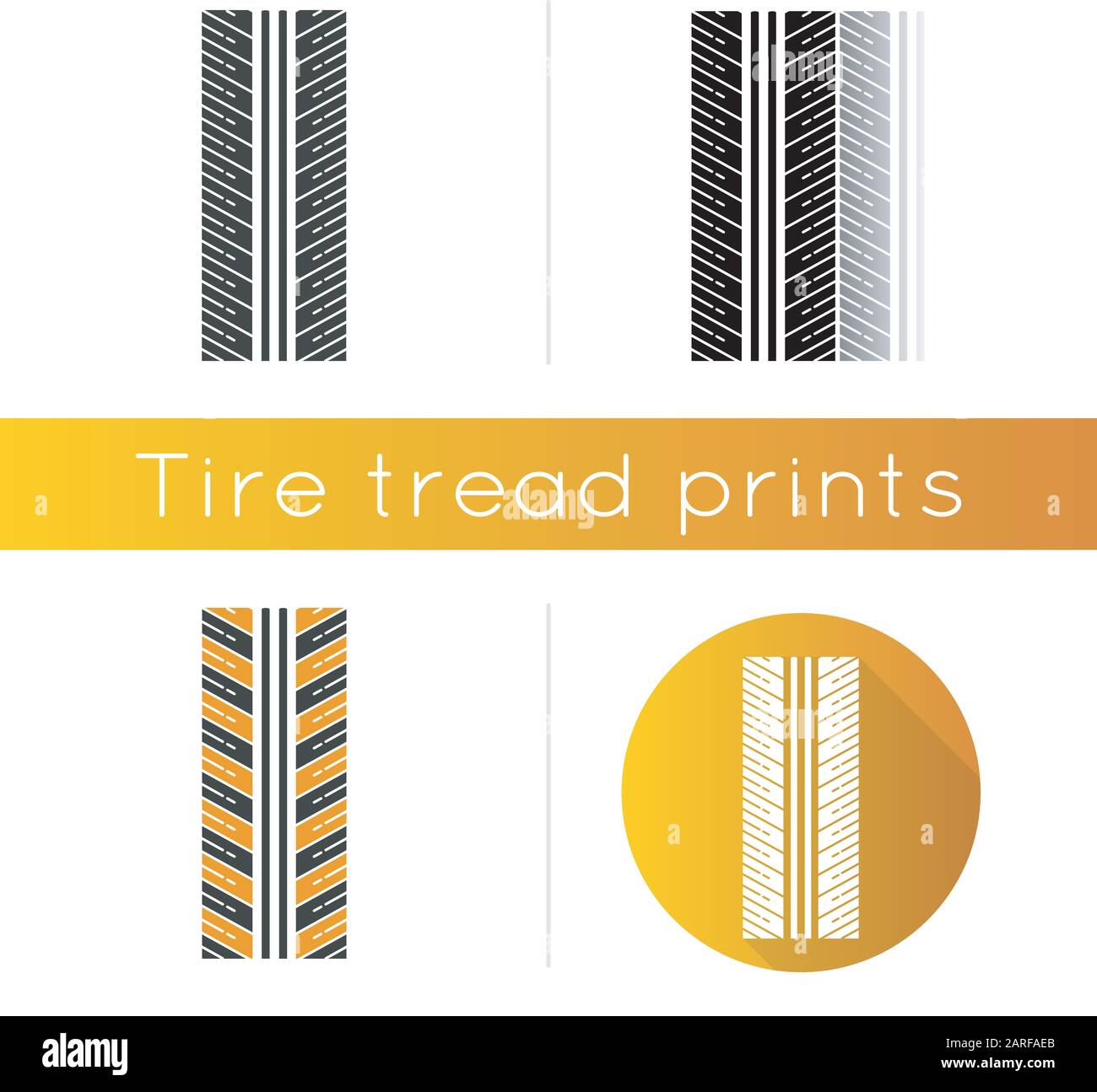 Tire tread icon. Detailed automobile, motorcycle tyre marks ...