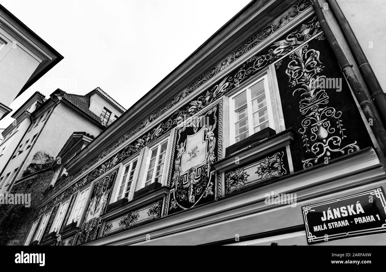 Architecture city czechia europe Black and White Stock Photos & Images ...