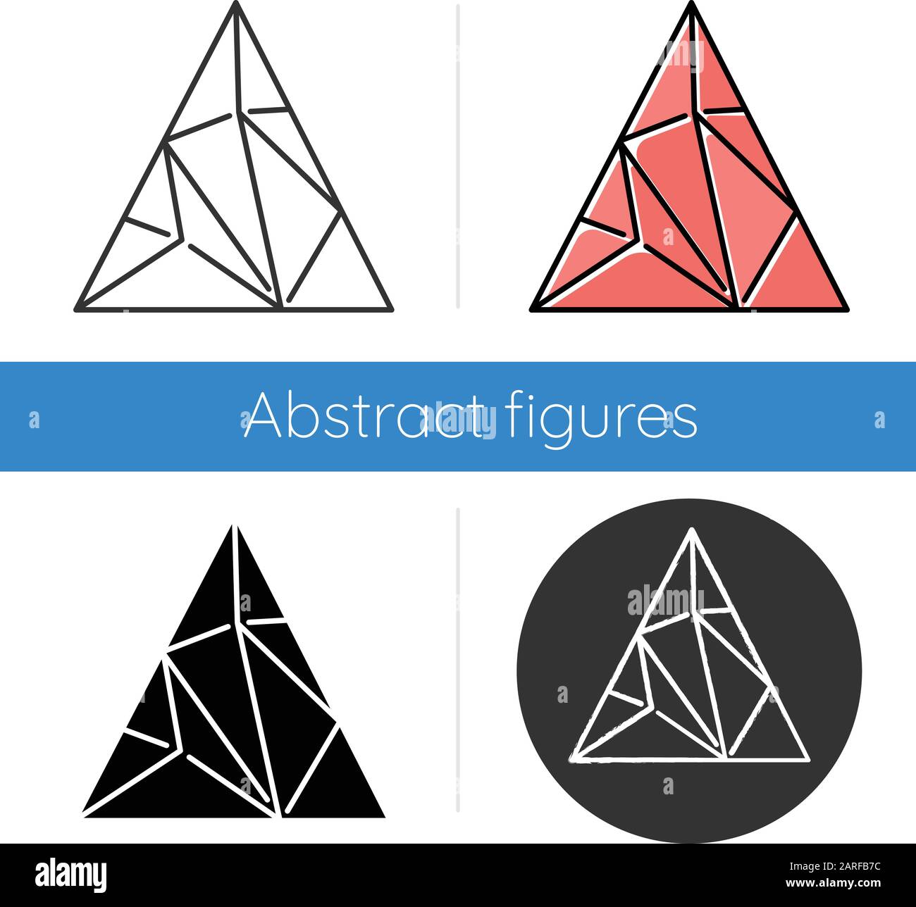 Polygonal triangle icon. Geometric figure. Fractal structure ...