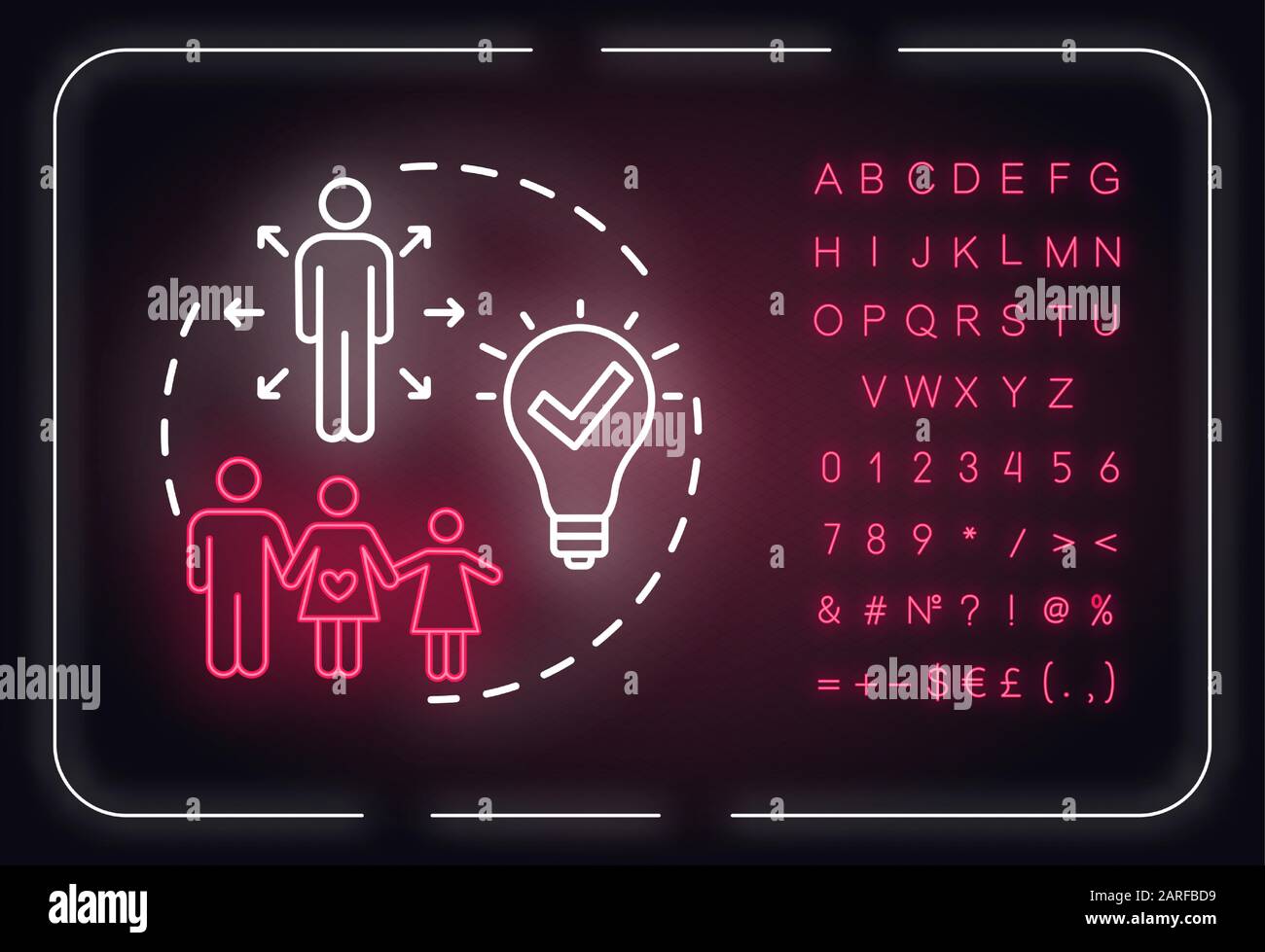 Intellectual and emotional potential neon light concept icon. Happy ...