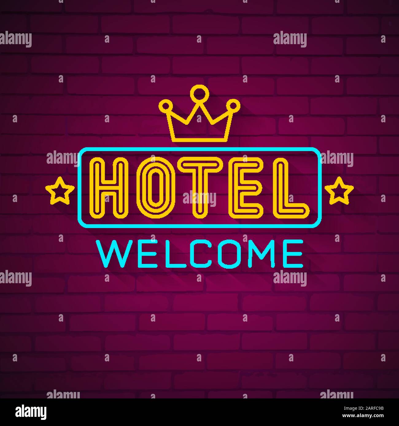 Realistic Neon Hotel Inscription. Glowing Font. Vector Stock Vector ...
