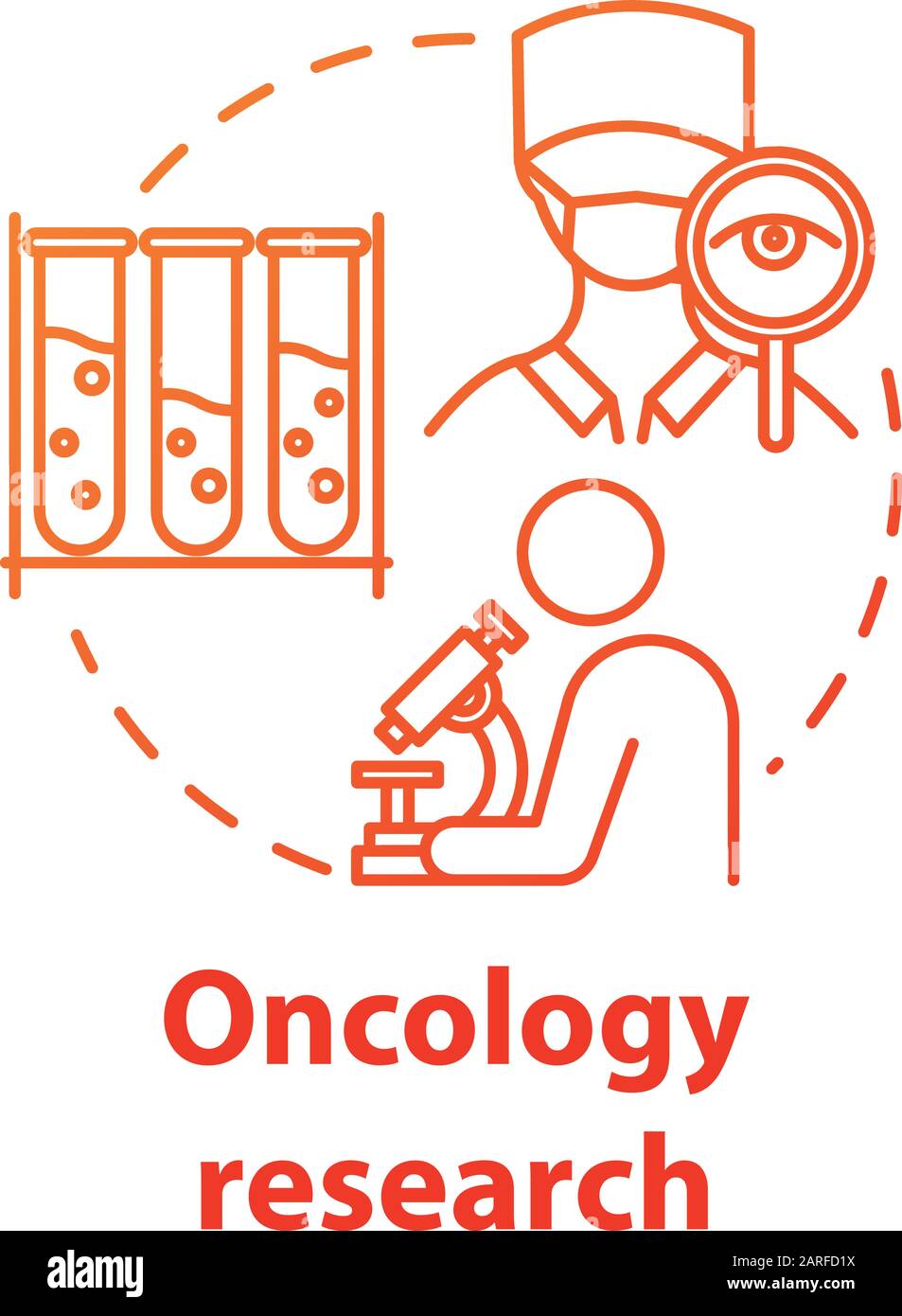Oncology research concept icon. Laboratory chemical analysis. Medical ...