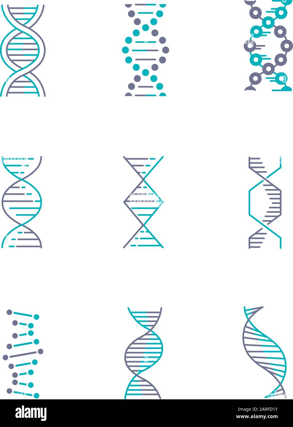 DNA spirals violet and turquoise color icons set. Deoxyribonucleic ... DNA spirals violet and turquoise color icons set. Deoxyribonucleic ...