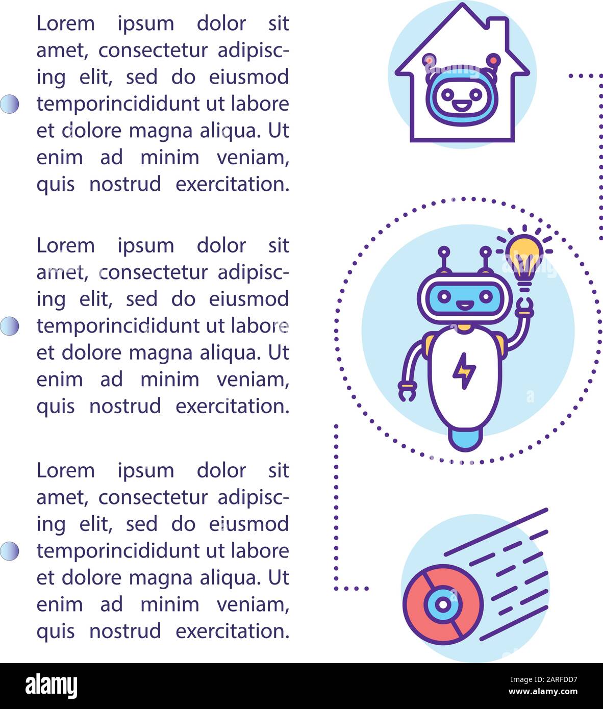 Robot and technology article page vector template. Household robotic ...