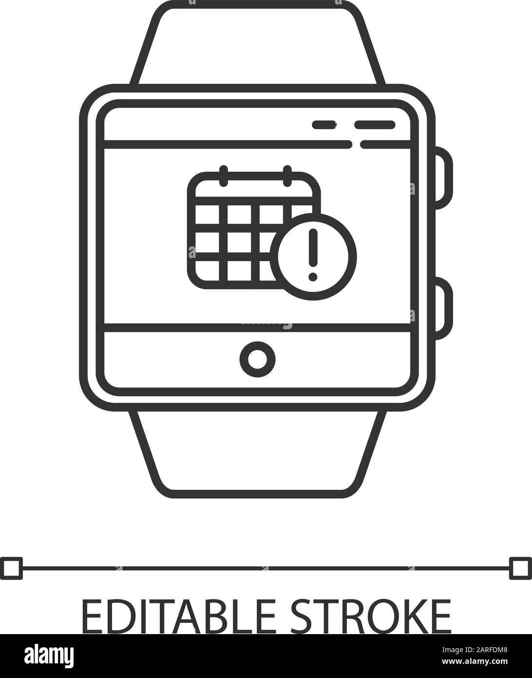 Scheduling events smartwatch function linear icon. Calendar and ...