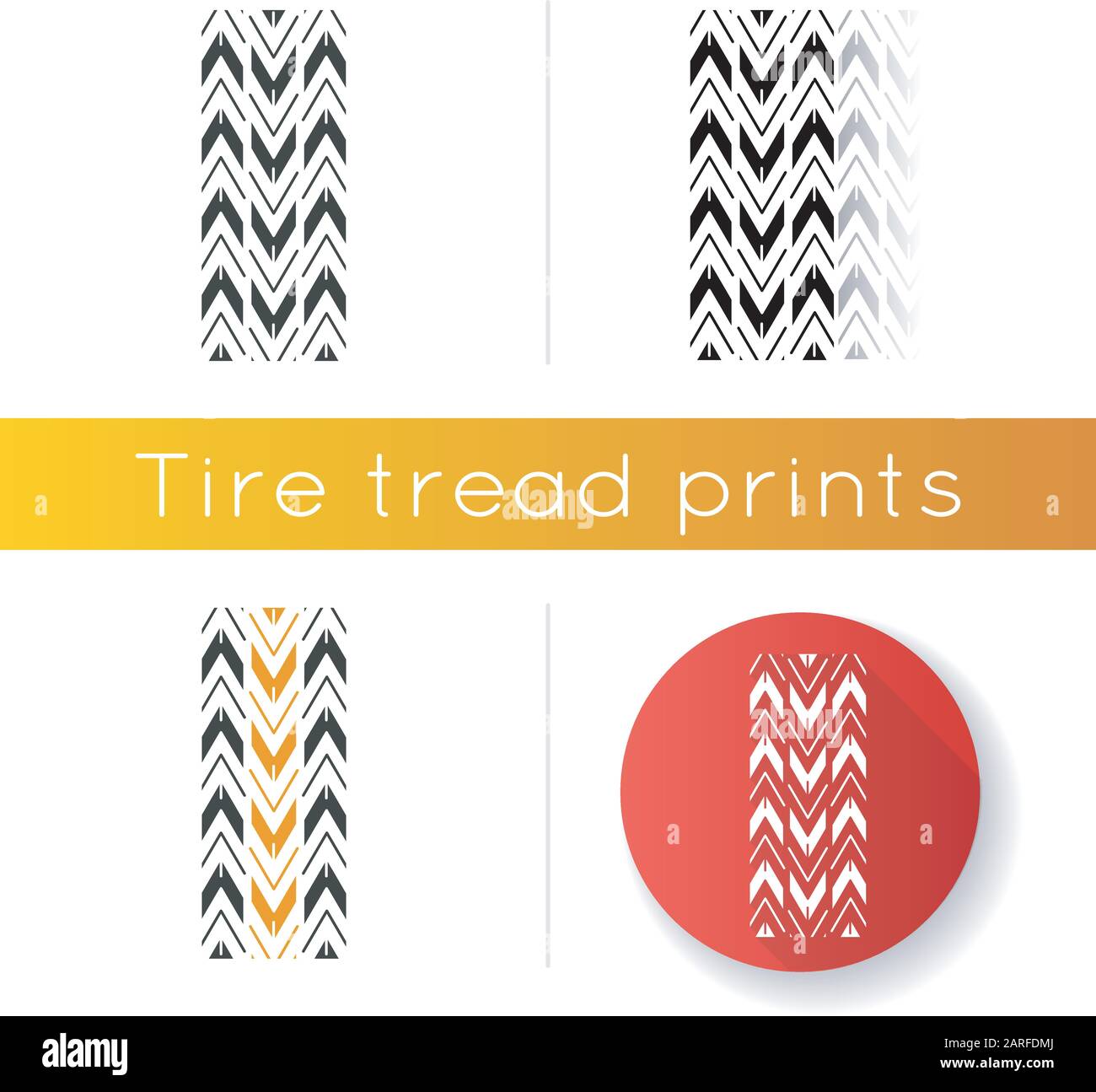 Track tread icon. Detailed automobile, motorcycle tyre marks. Car wheel ...