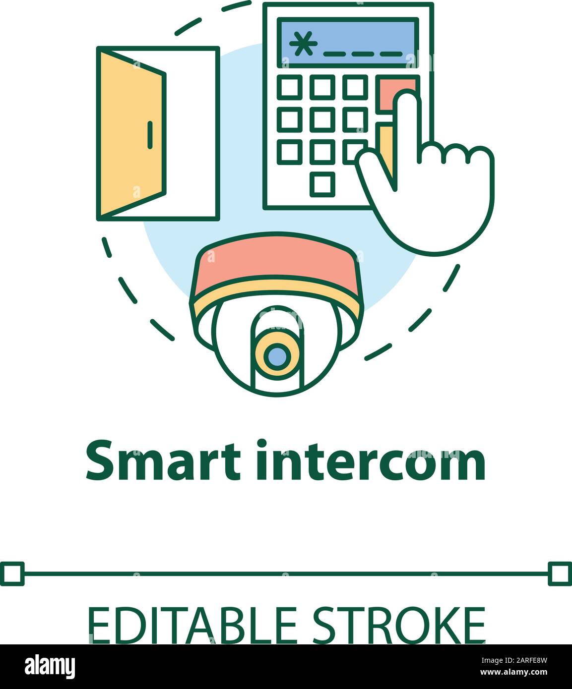 Smart intercom concept icon. Security system idea thin line ...