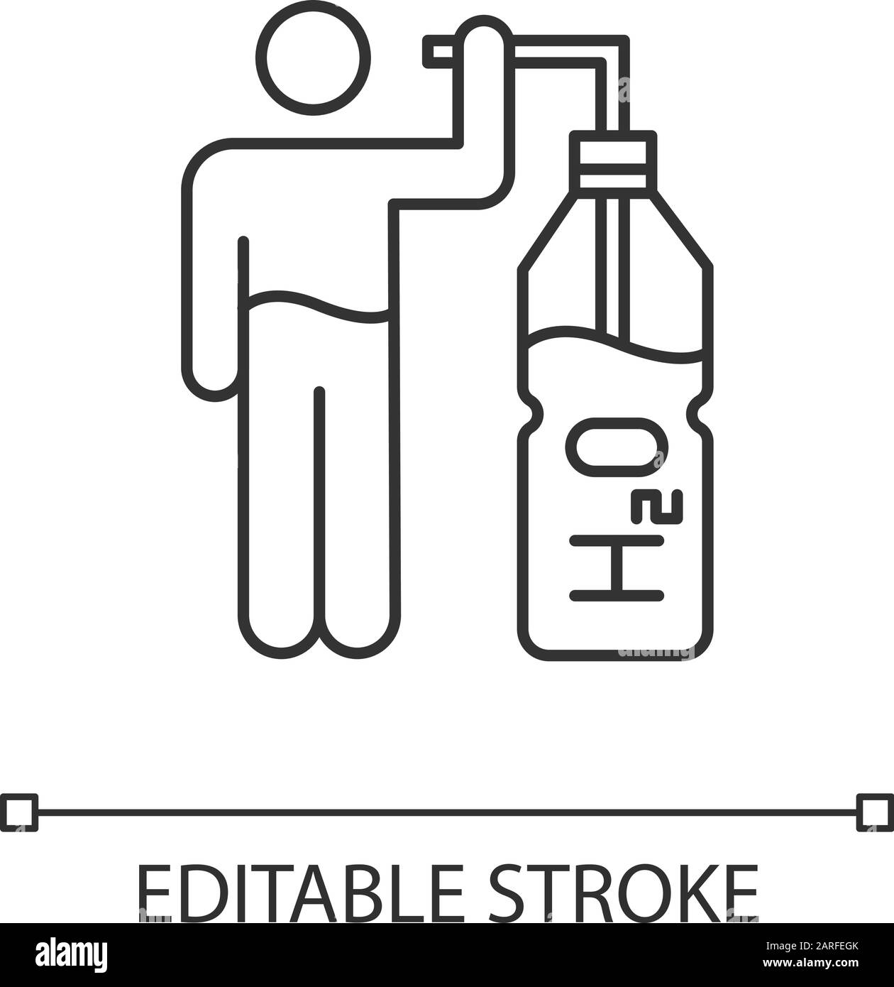 Drink water linear icon. Fluid for hydration. Common cold aid. H2O for ...