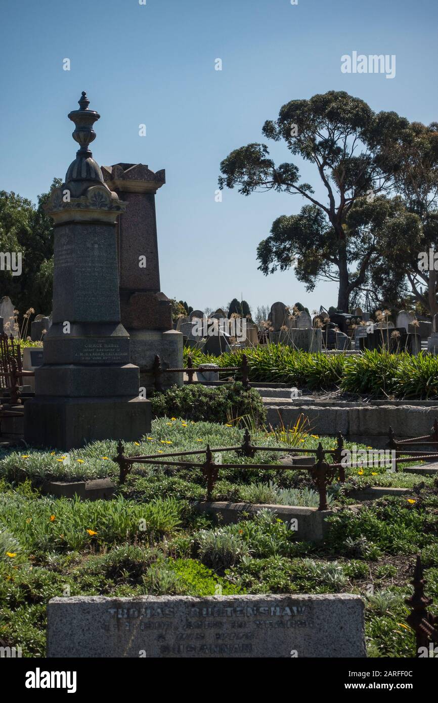 Views of the Melbourne skyline from Melbourne General Cemetery ...