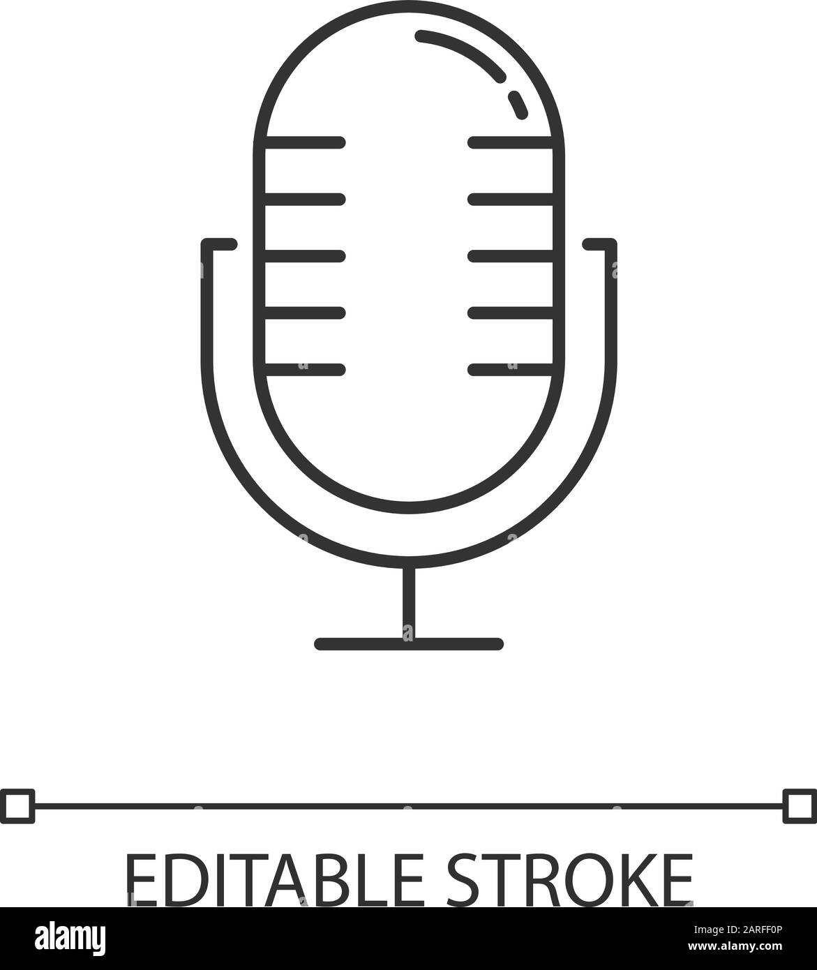 Loud microphone linear icon. Stereo mic recording sound. Voice record ...