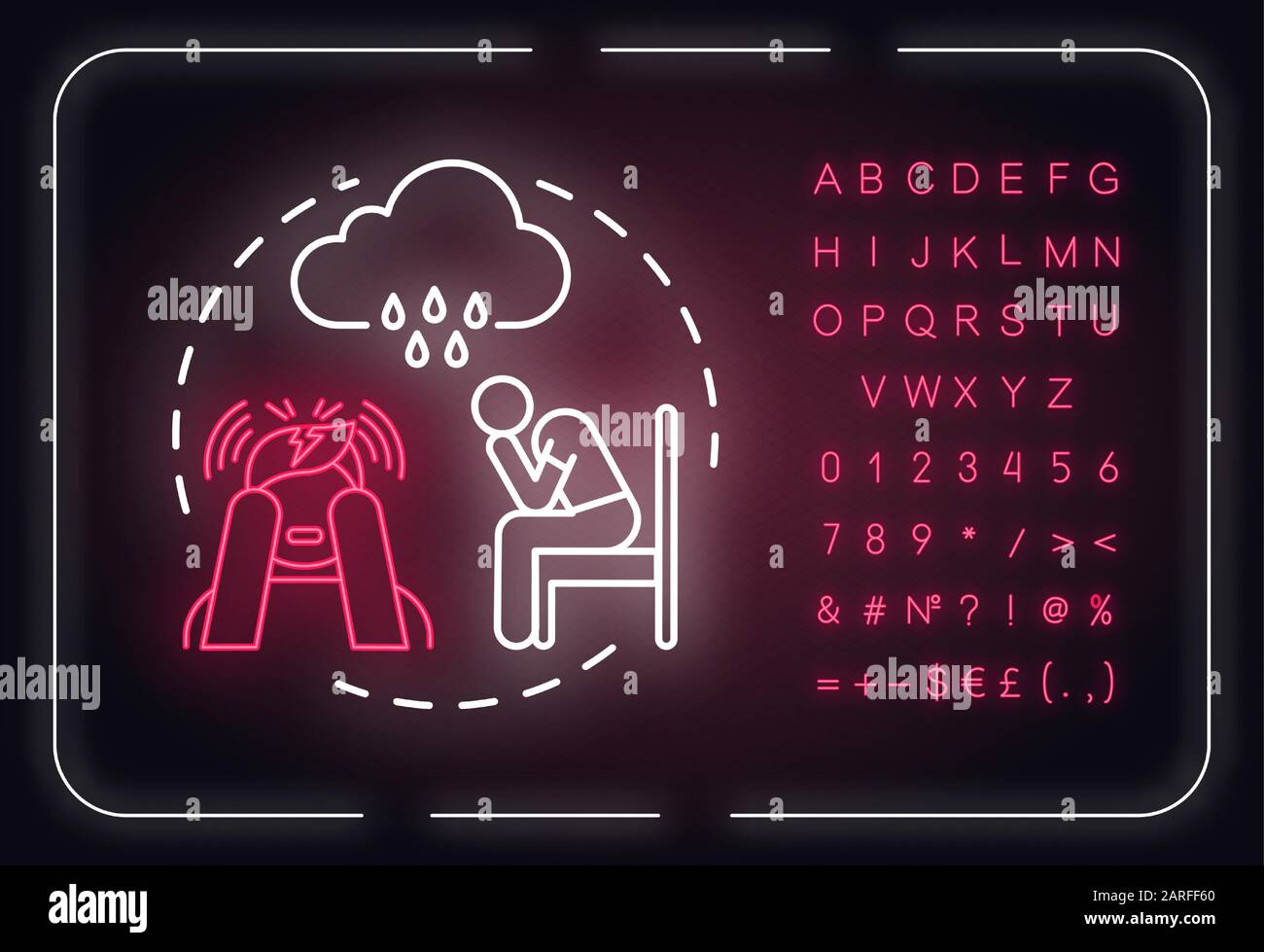 Depression neon light concept icon. Loneliness. Sadness. Mental illness ...