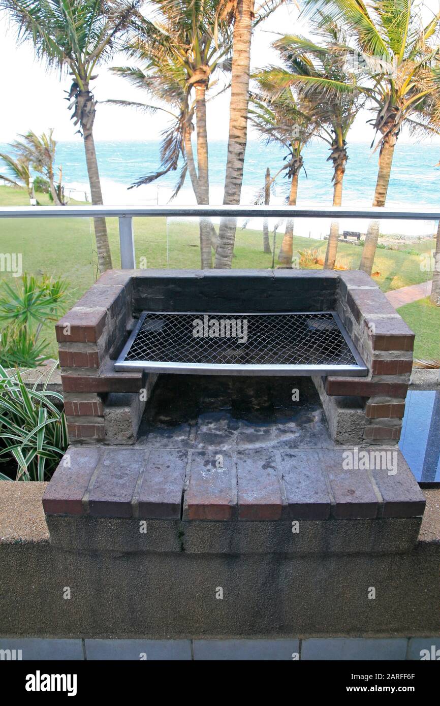 Braai grill on hotel room terrace on beach at Salt Rock Hotel and Beach ...