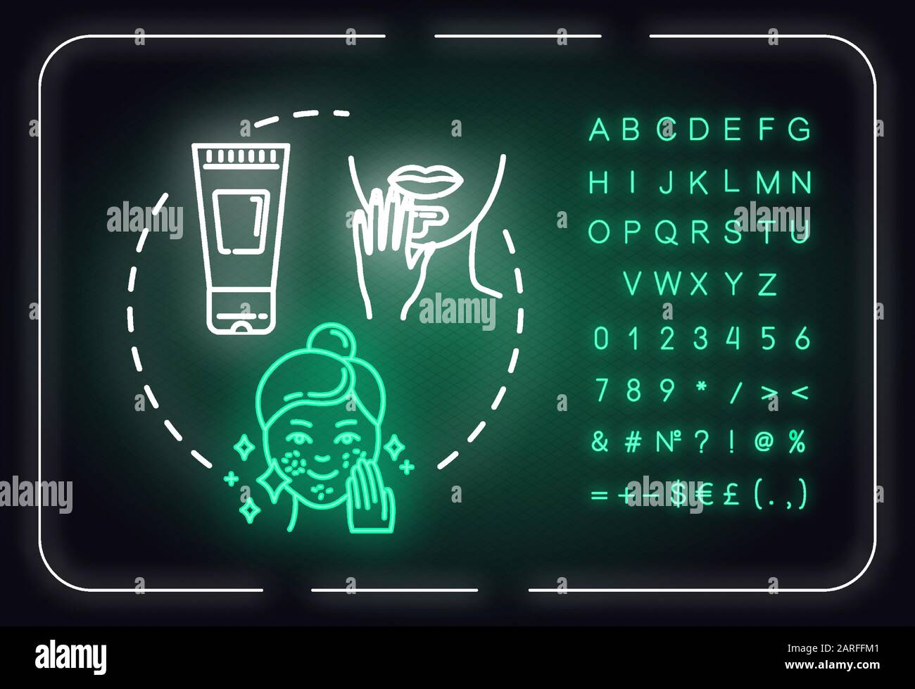 Exfoliate skin, peeling neon light concept icon. Youth and beauty, skin ...