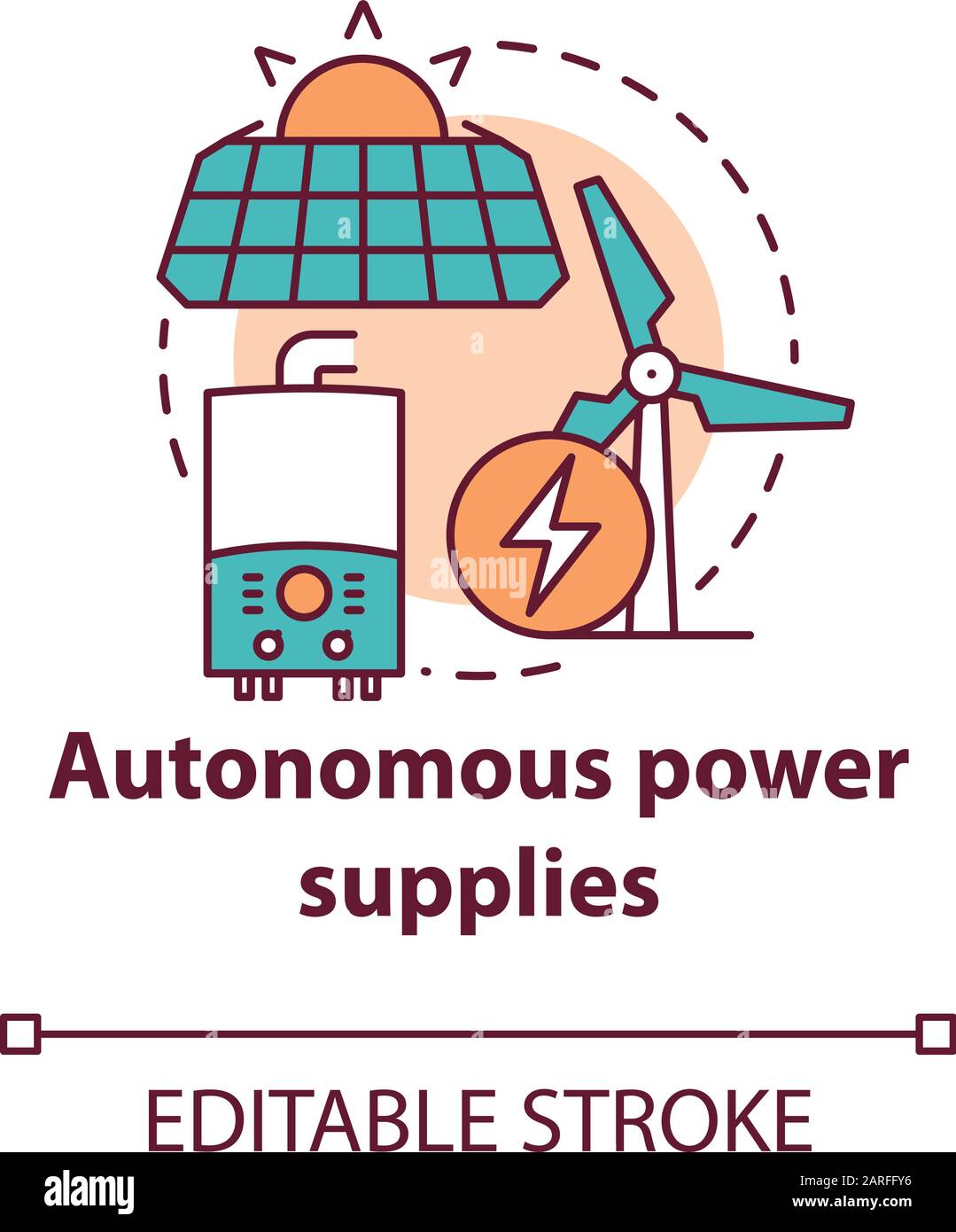 Autonomous power supplies concept icon. Sustainable smart house idea ...