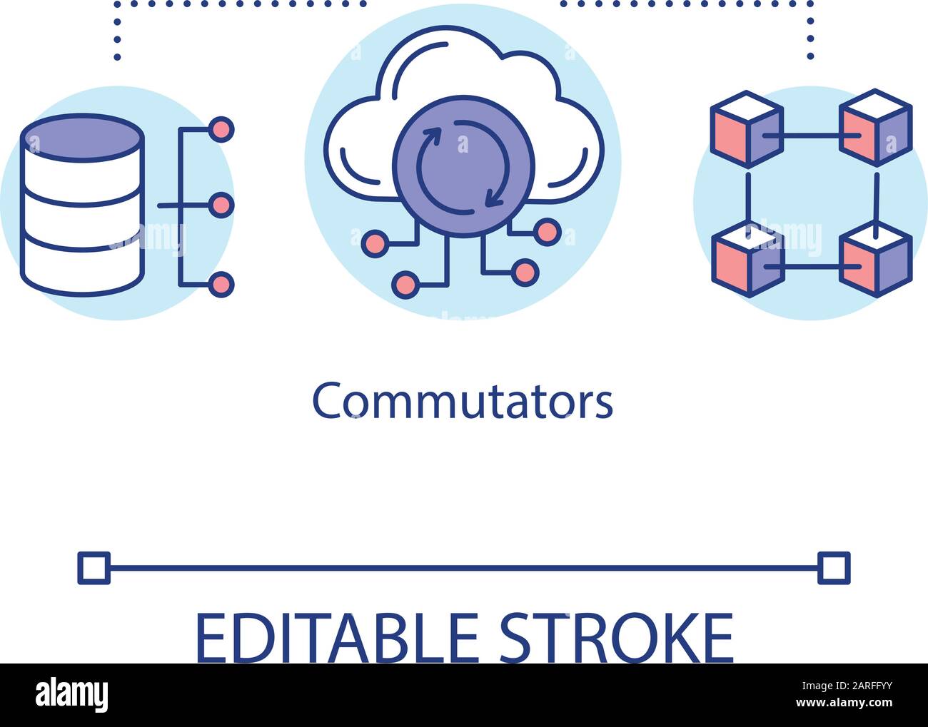 Commutators concept icon. Data processing and storage. Center of ...