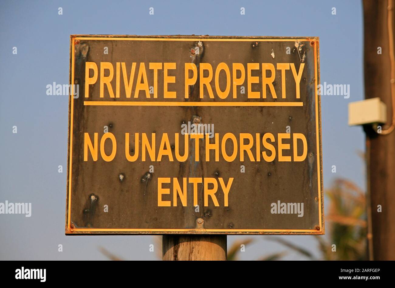 Private Property no unauthorised entry sign at Salt Rock Hotel and ... Private Property no unauthorised entry sign at Salt Rock Hotel and ...