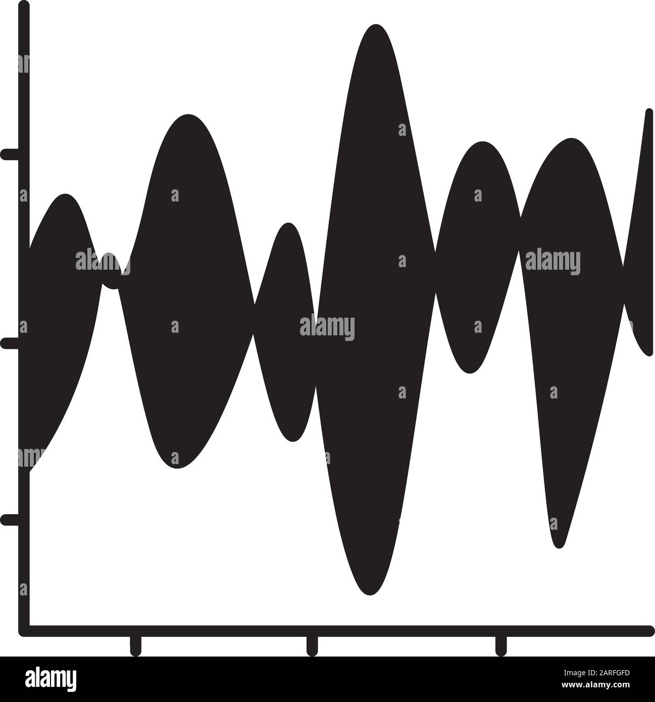 Stream graph glyph icon. Seismic chart. Amplitudes and motion waves ...